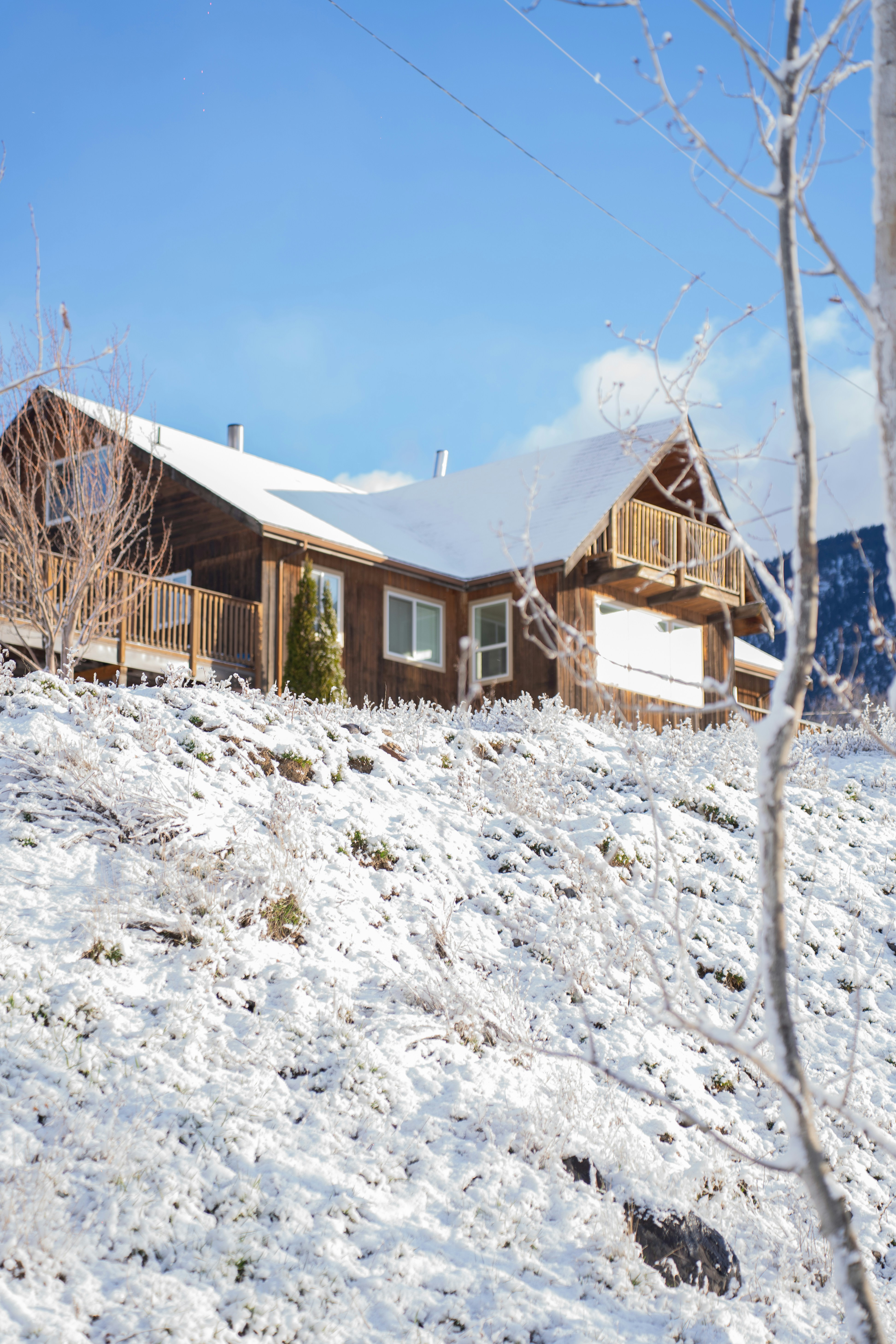 Snowbound Chalet Rising from a Frosted Slope