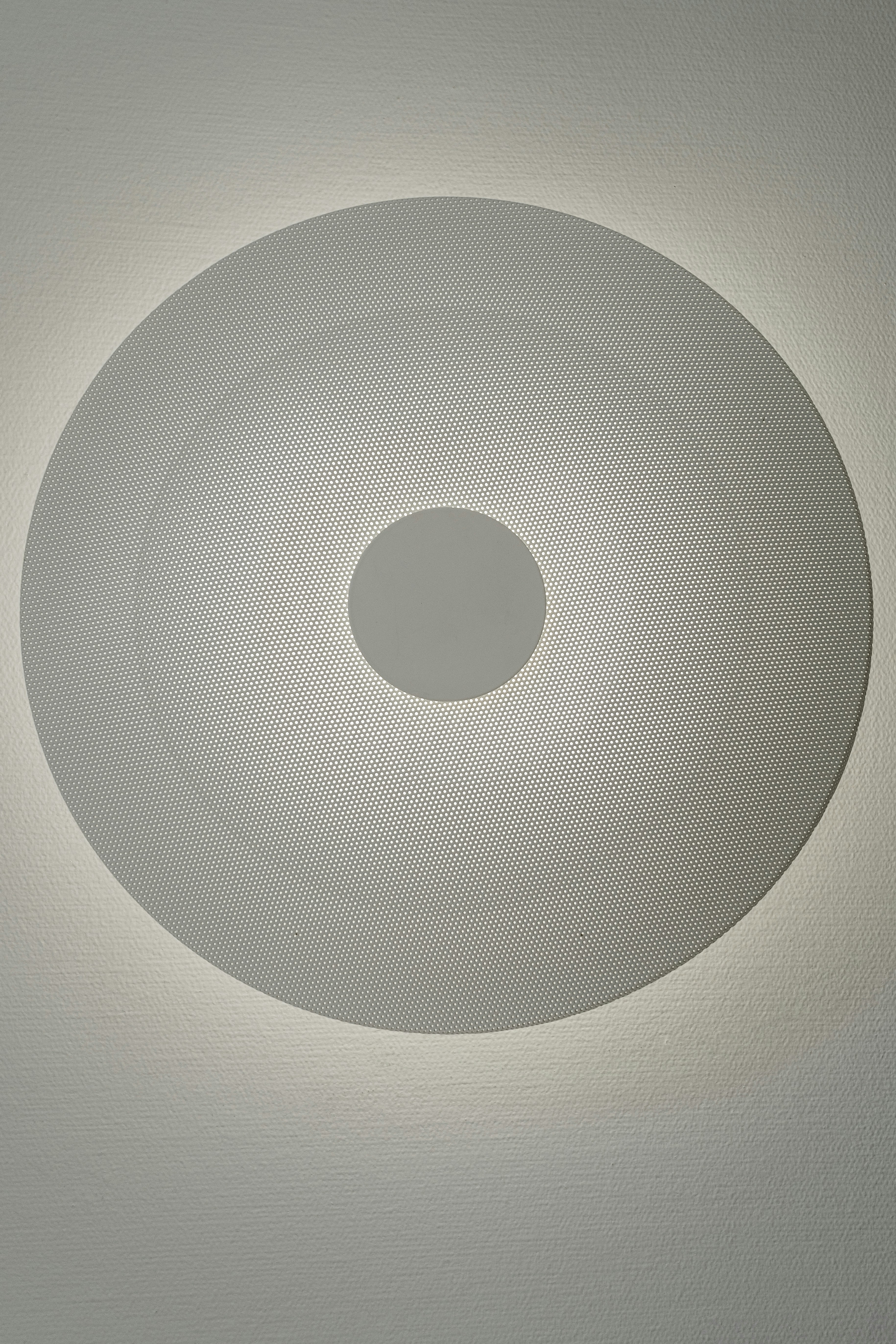 Concentric Echo: Minimalist Ceiling Disk in Soft Ambient Light