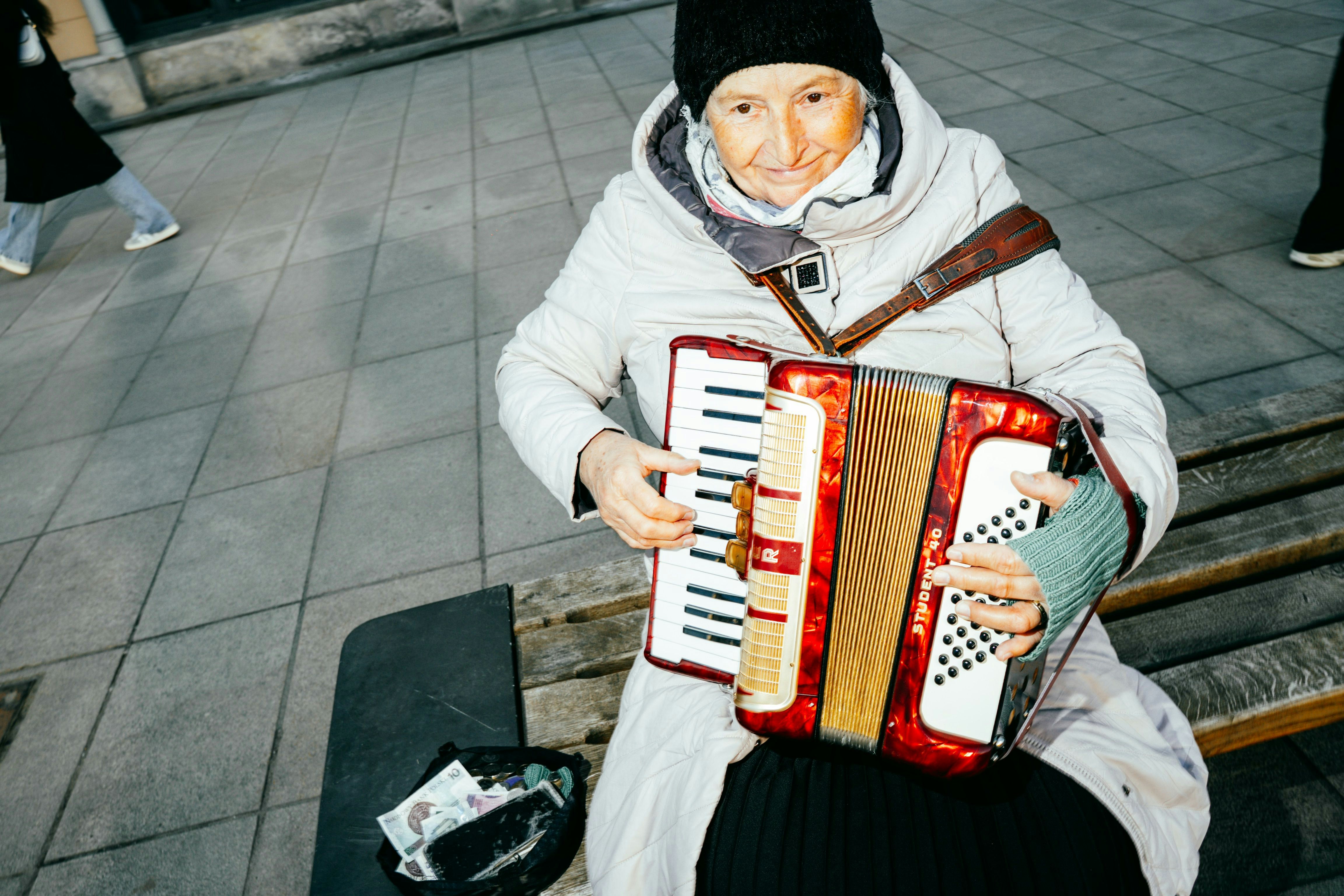 Autumn Street Serenade: A Senior With an Accordion