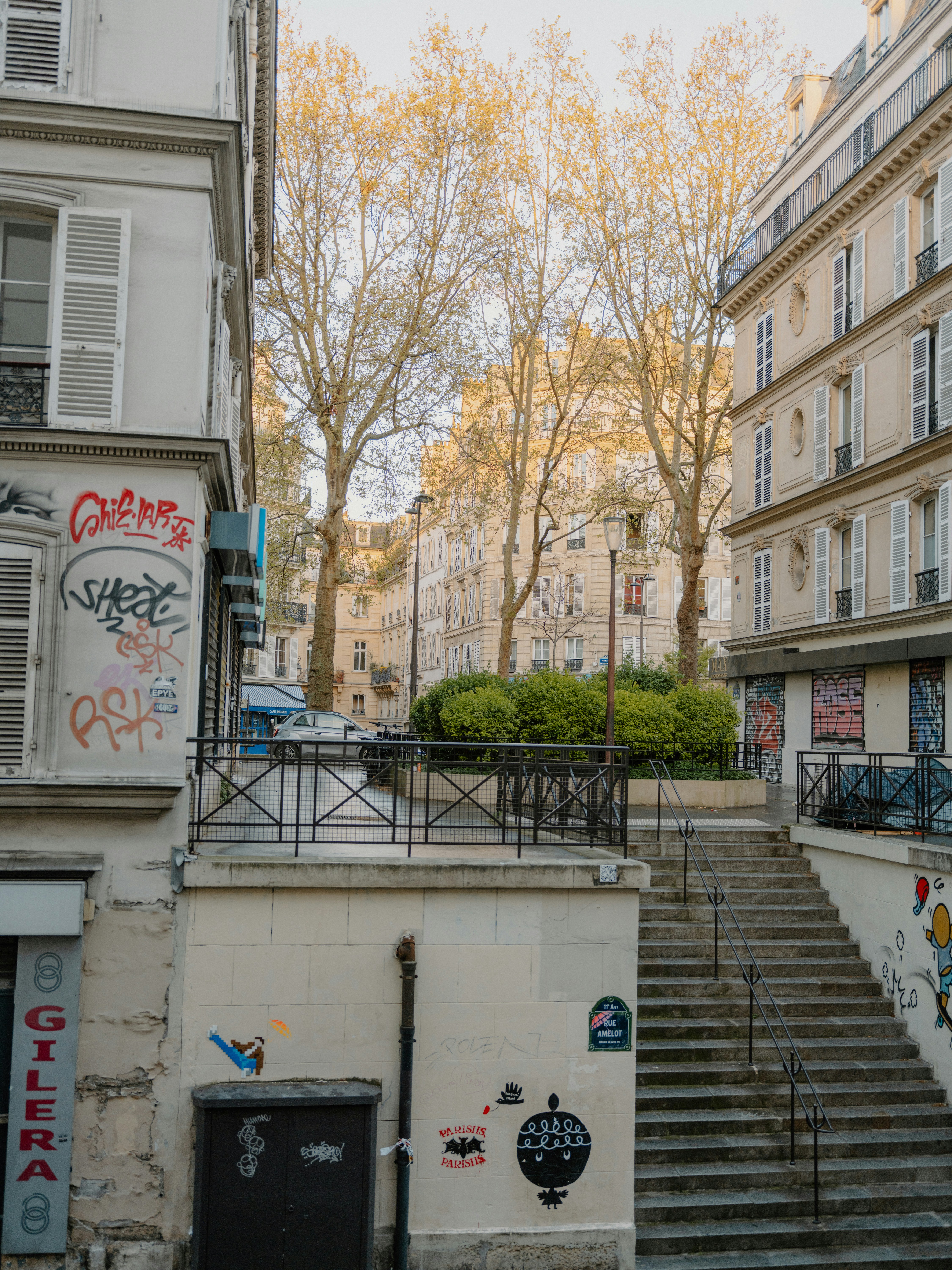 Urban Staircase Vignettes: Graffiti, Light, and Steps
