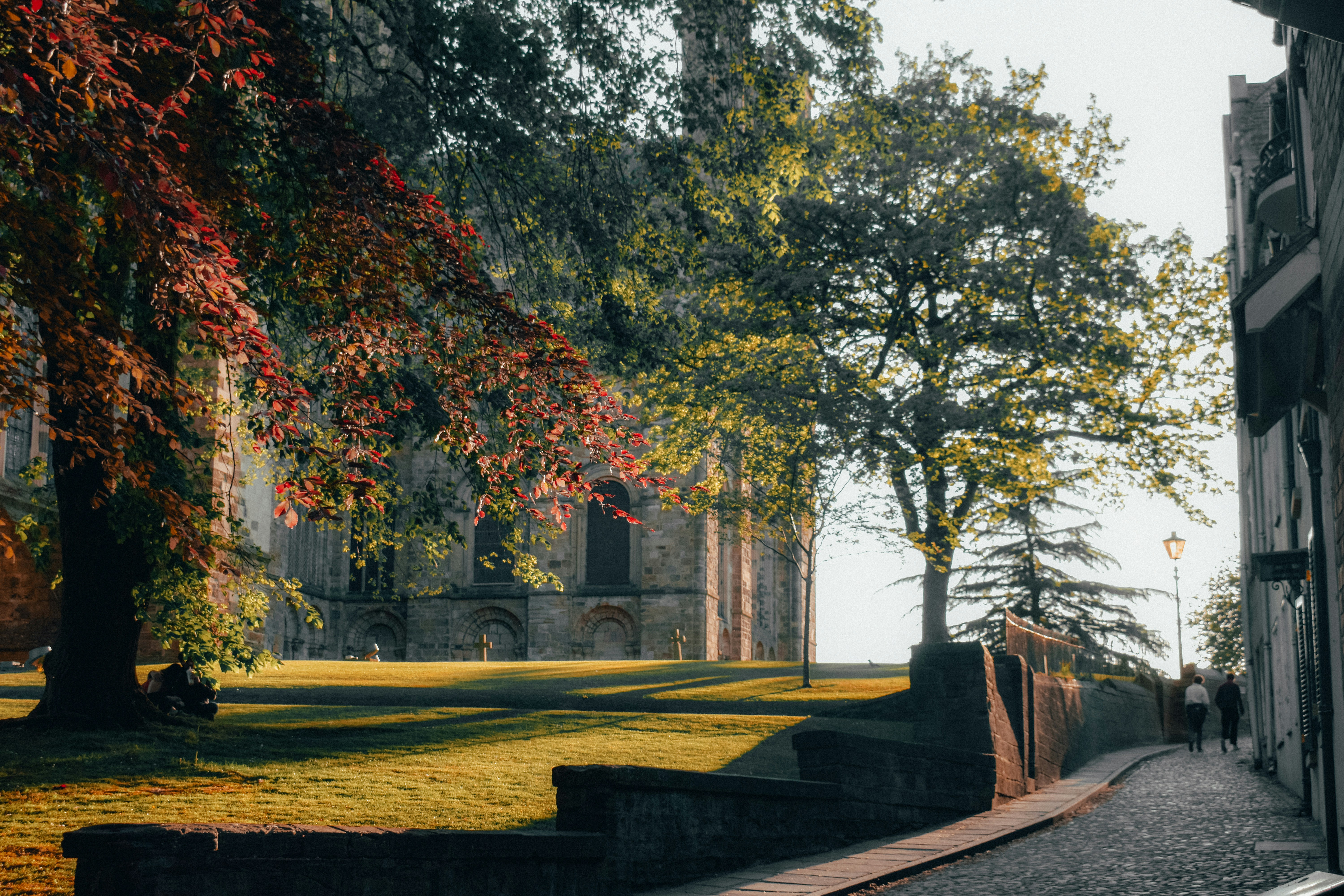 Autumn Light Along the Cobblestone Way