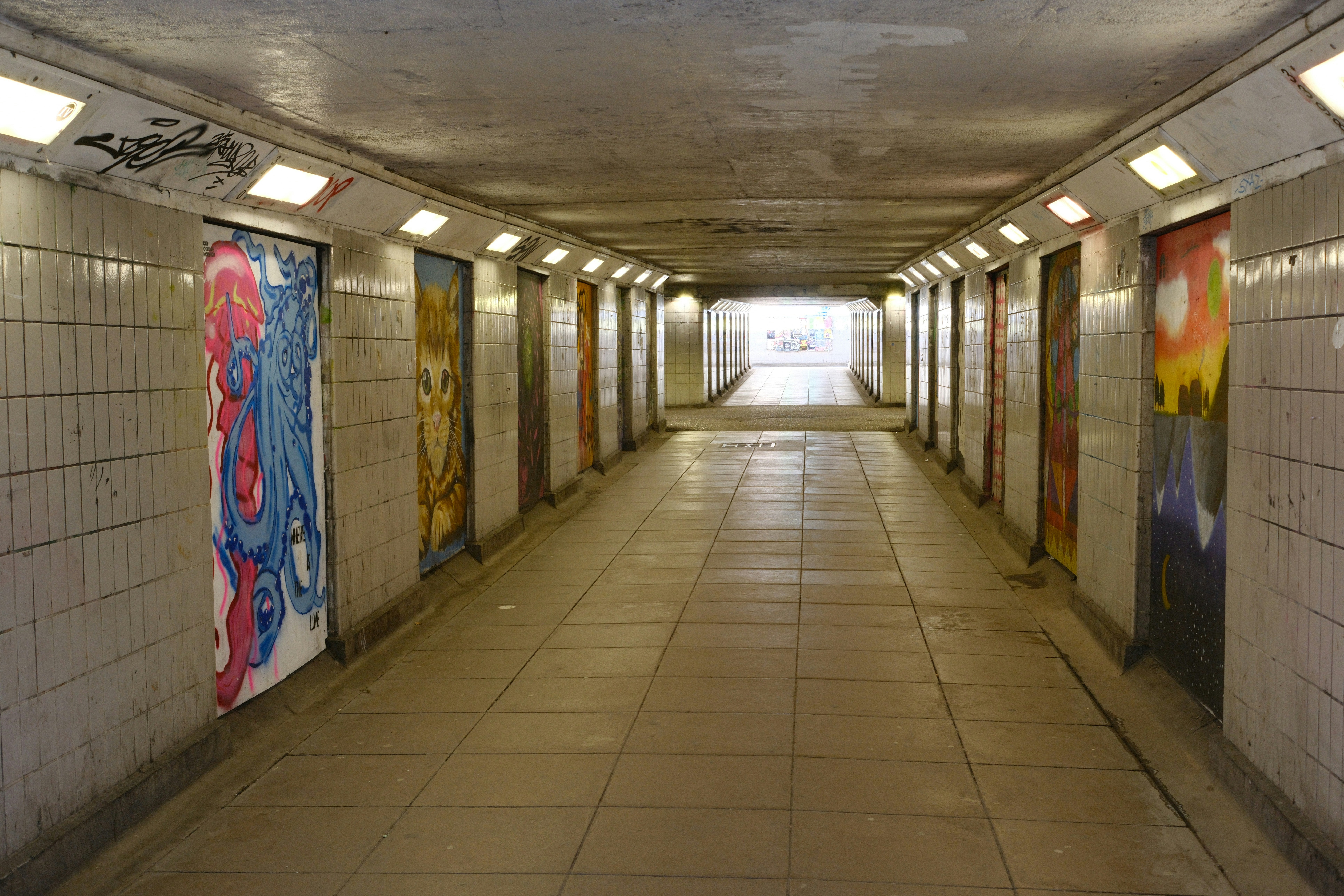 Dim Corridor of Color: Graffiti-Guarded Walkthrough to Light