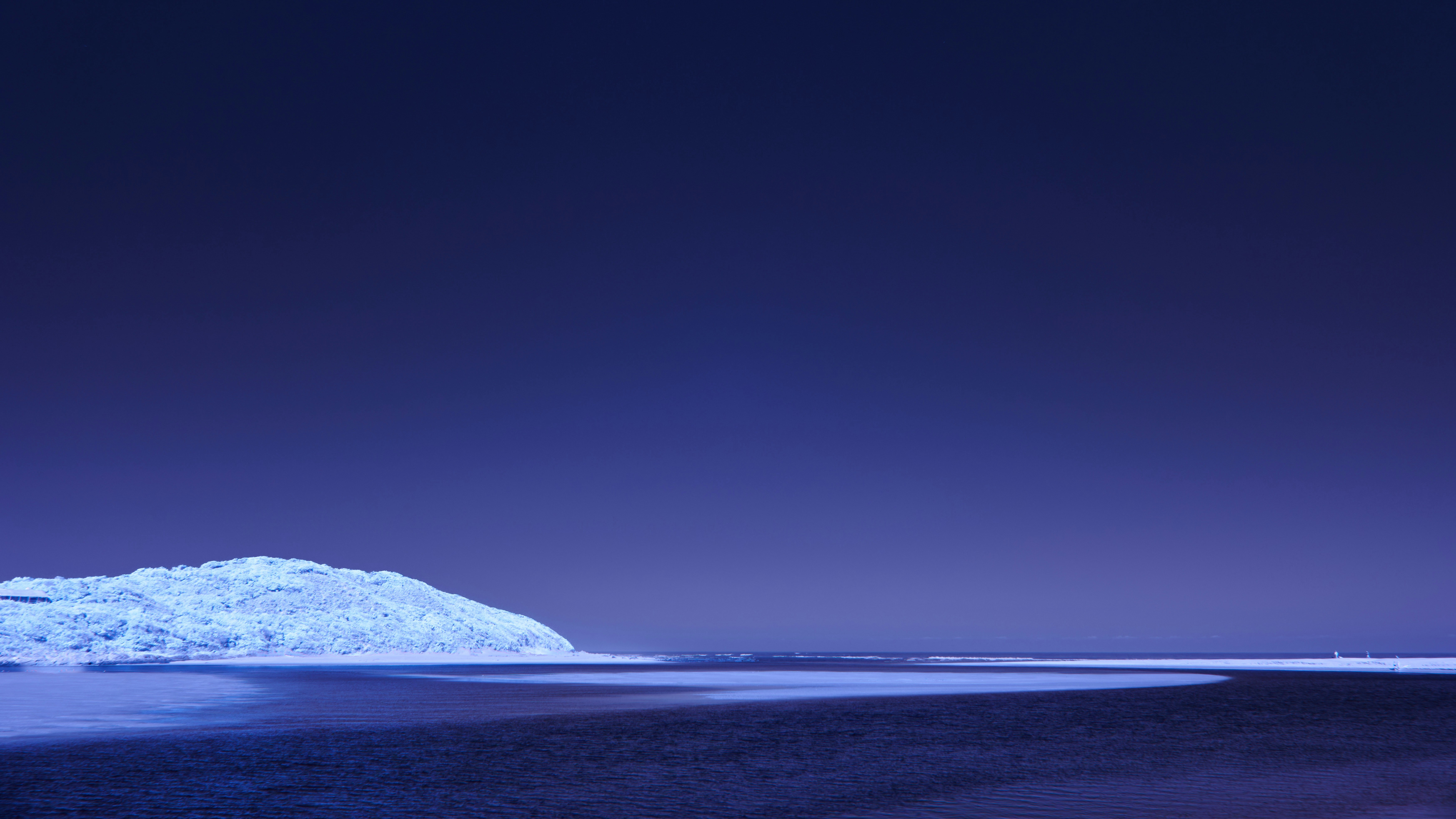 Low-Luminance Coast: Moonlit Snow and Quiet Sea