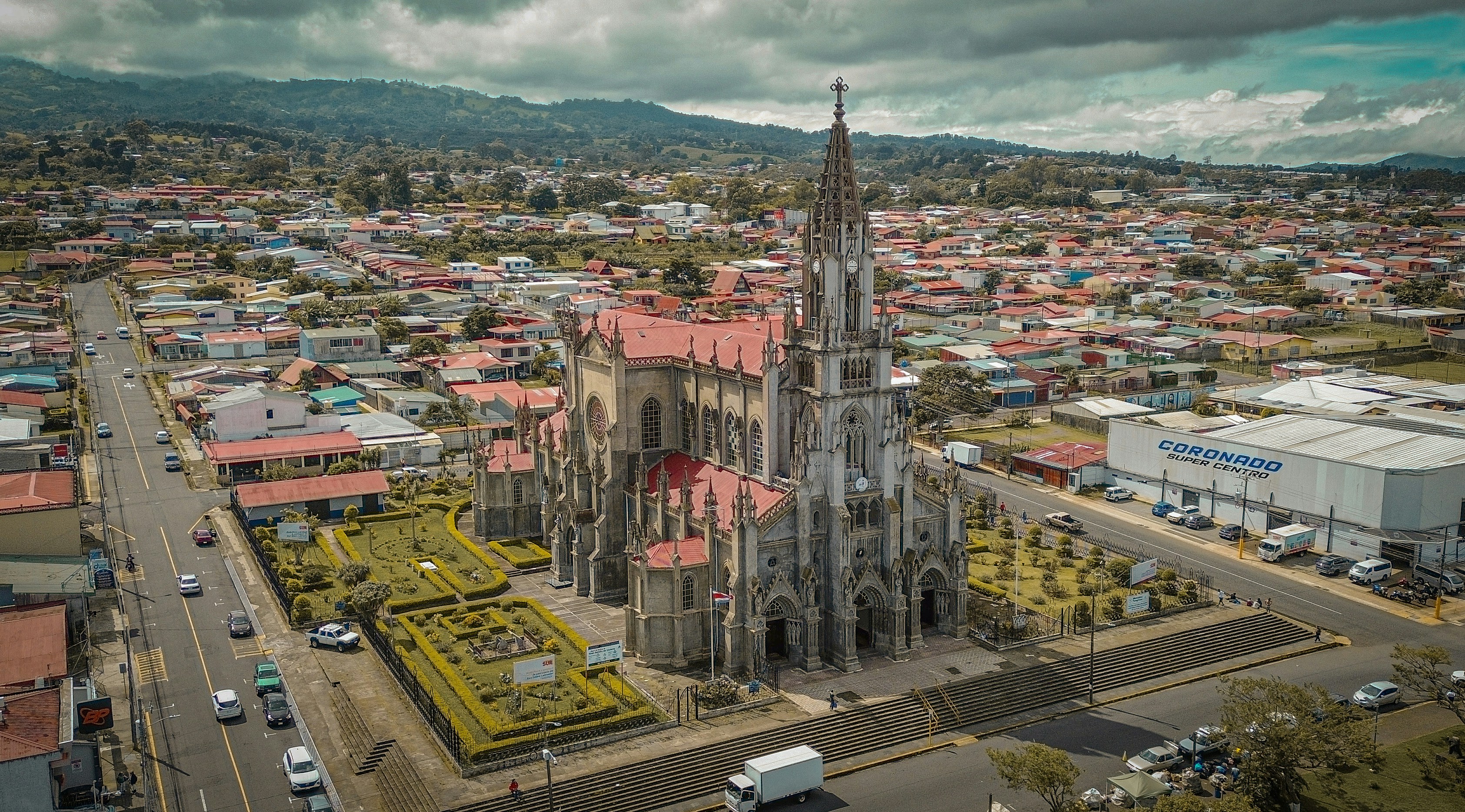 Cathedral Silhouette Over a Quiet Town