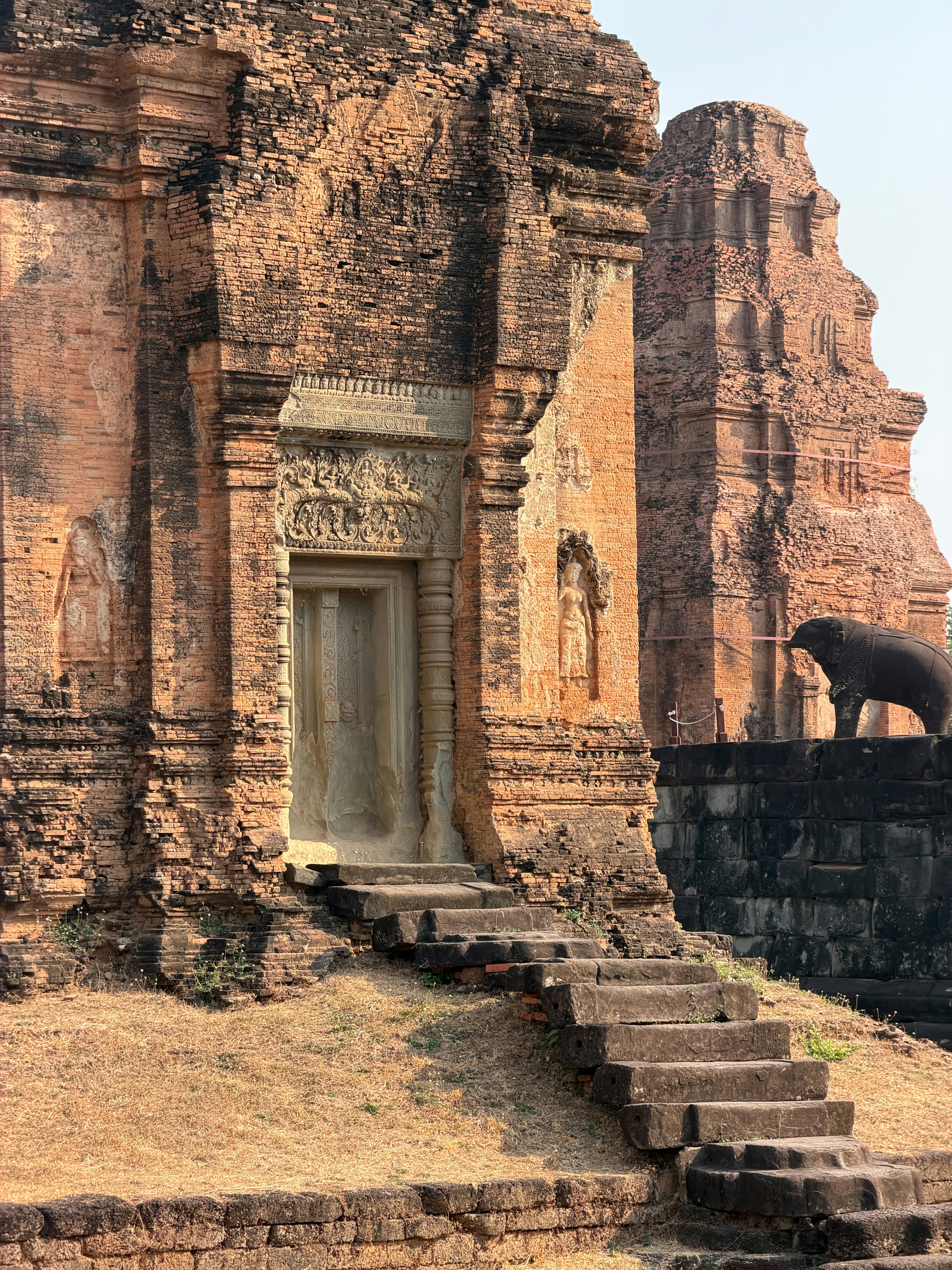 Morning Light on Ancient Brickwork and Stone Steps