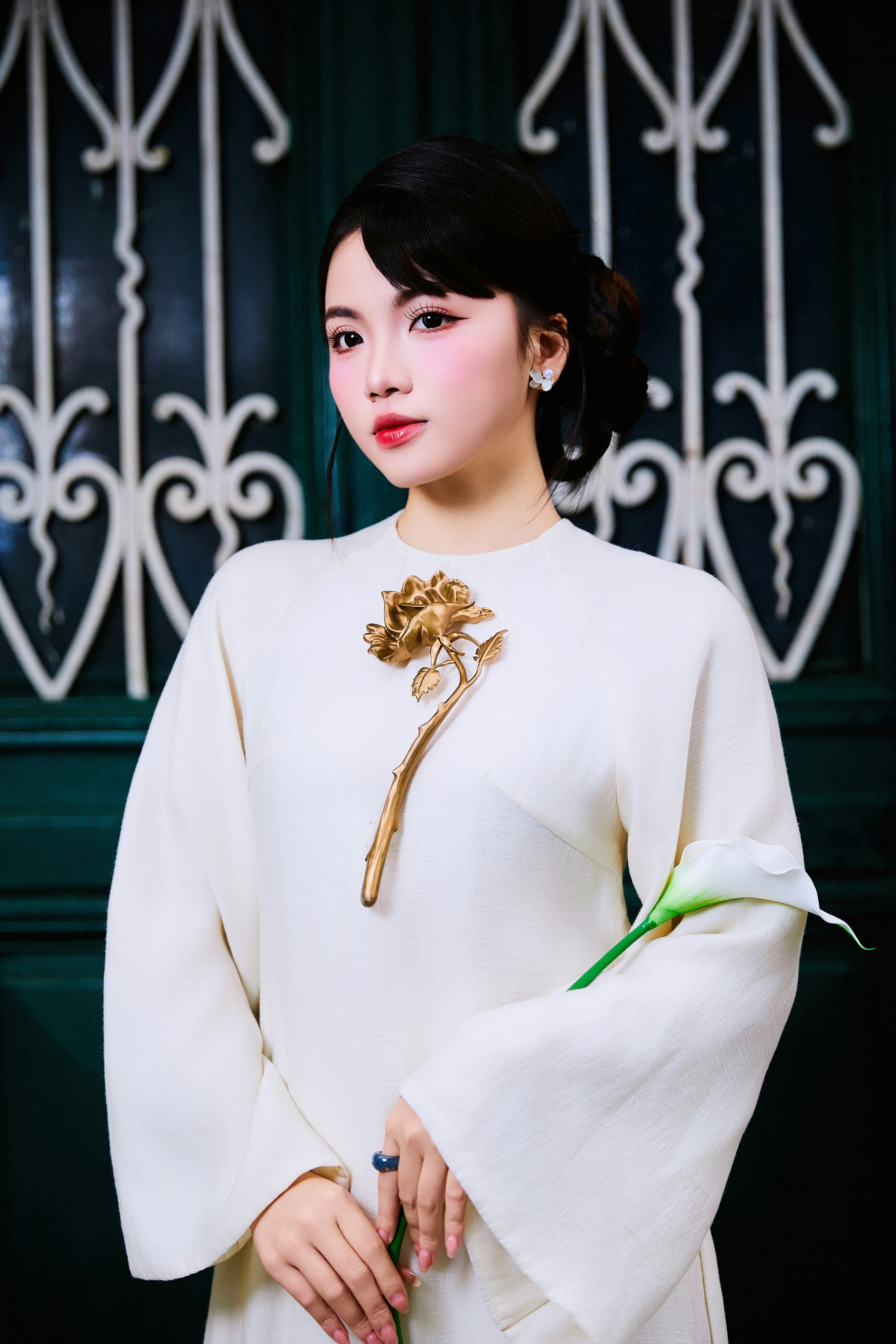 Gloves of White and Gold: A Portrait in Quiet Grace