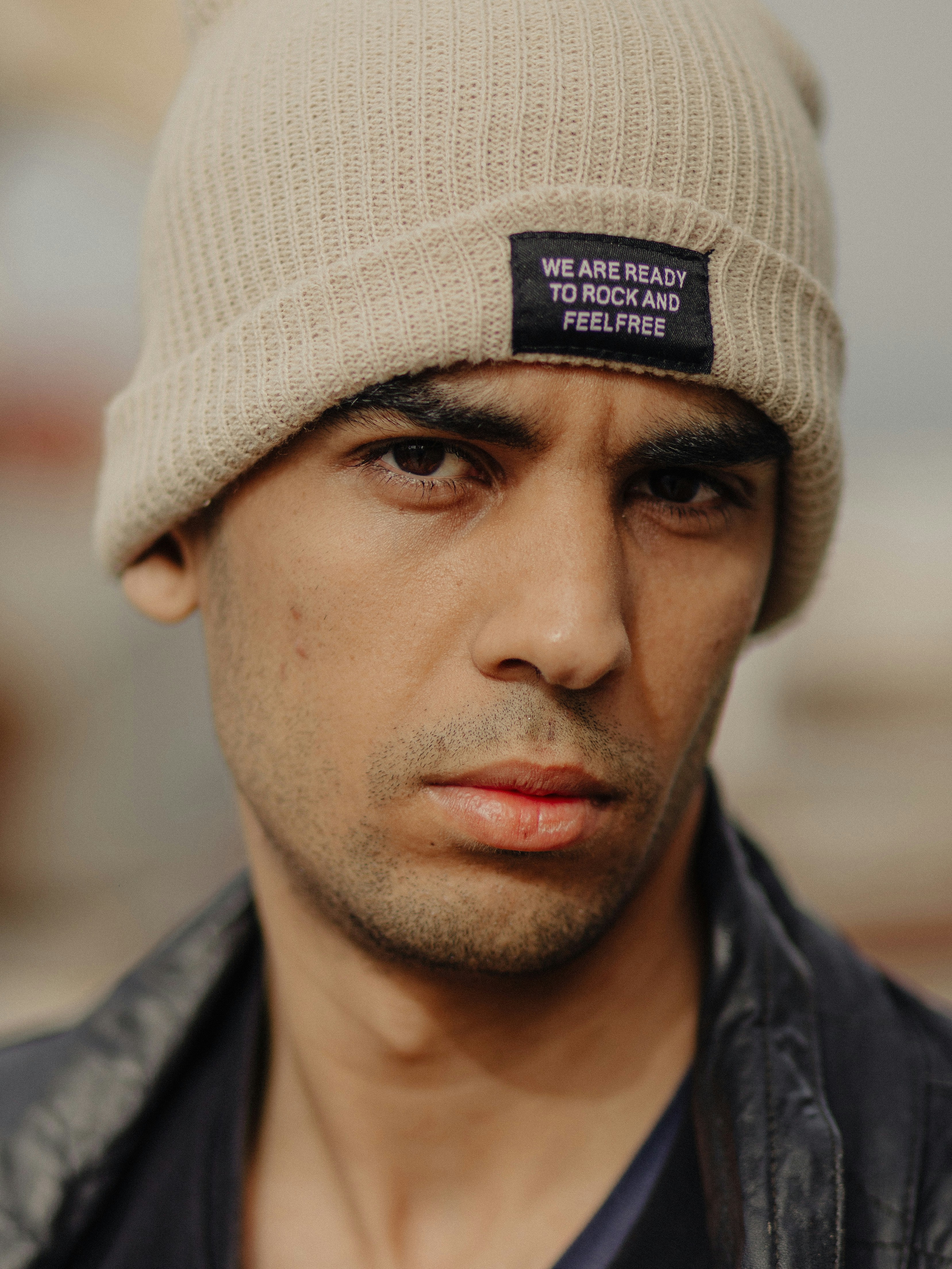 Beanie Portrait: Focus on the Intense Gaze