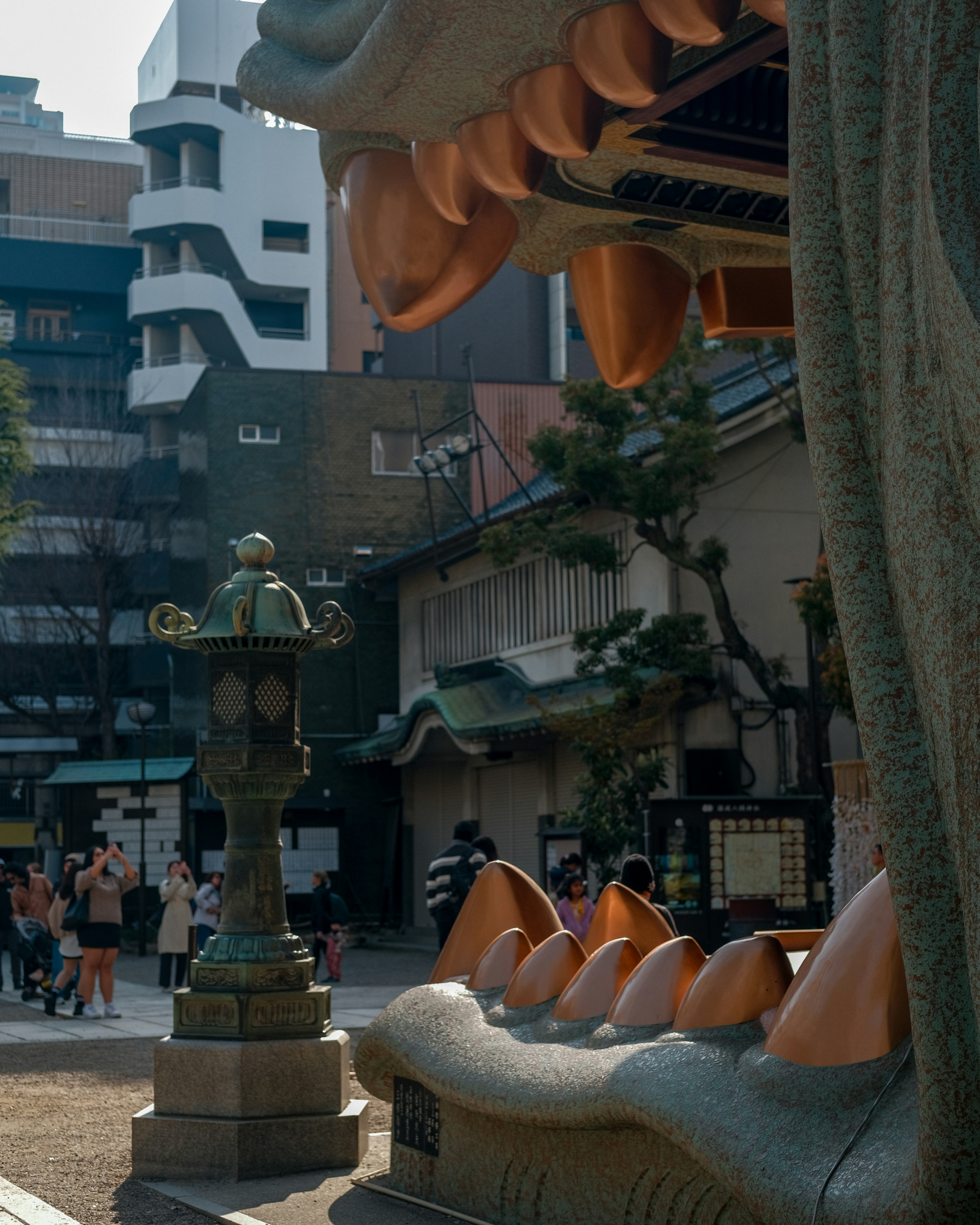Dragon-Headed Fountain at a Traditional Shrine Courtyard