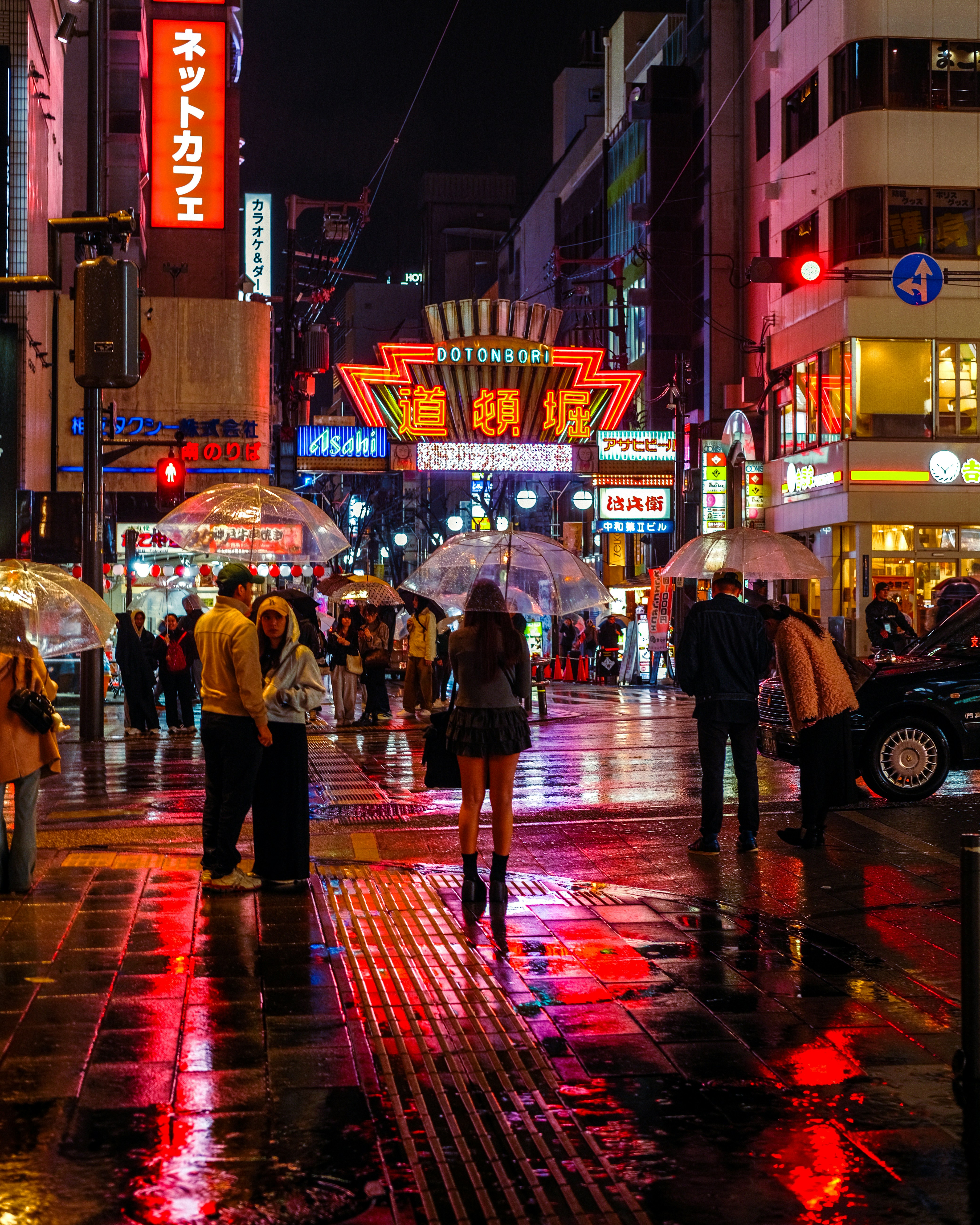 Neon Rain in Dotonbori: Night Pedestrian Pulse