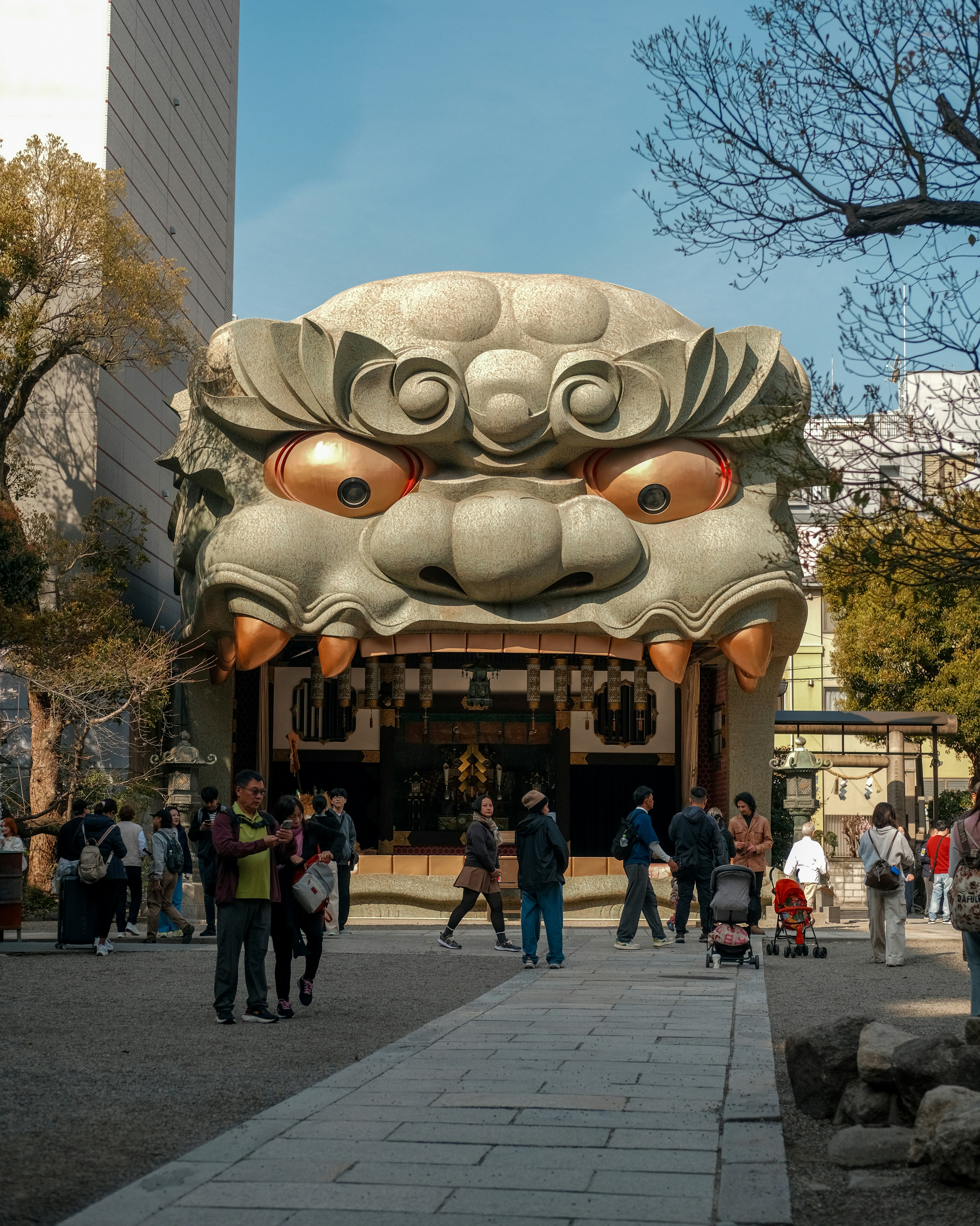 Dragon Gate at Dawn: Visitors Enter the Temple of Faces