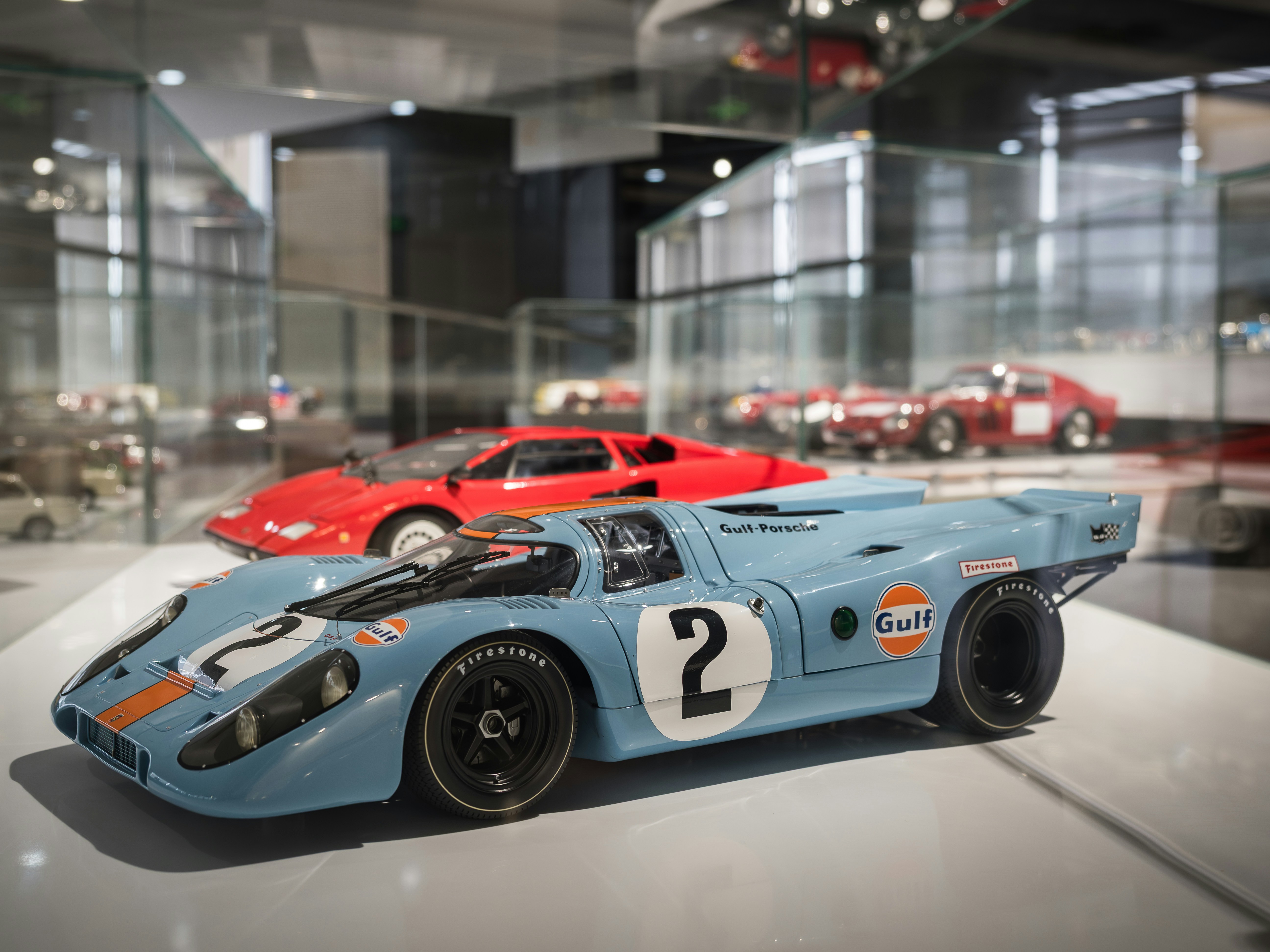 Blue Gulf-Powered Prototype Car Dominates a Museum Display