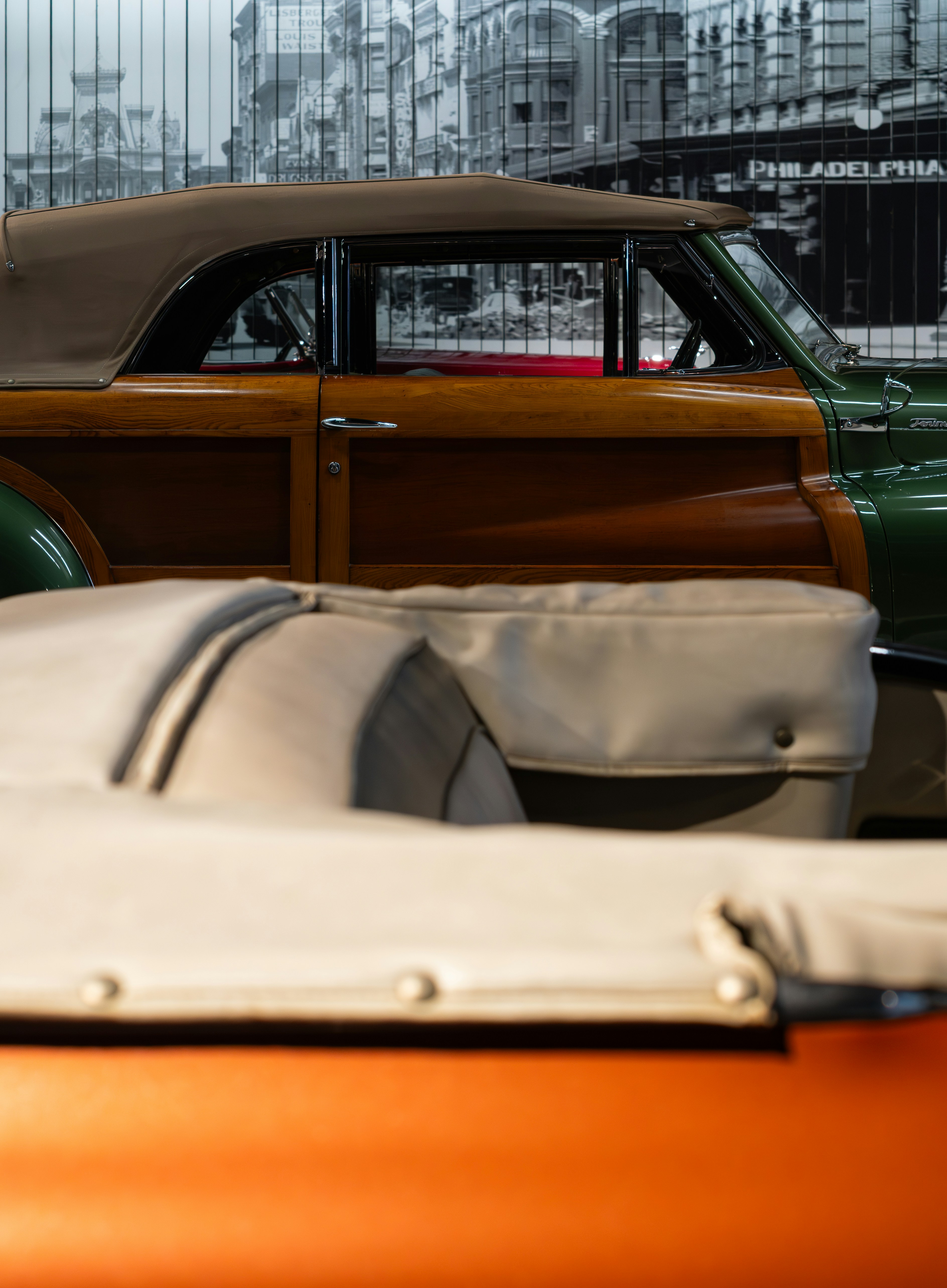 Classic Roadster Silhouettes: Wood Panel and Velvet Canvas