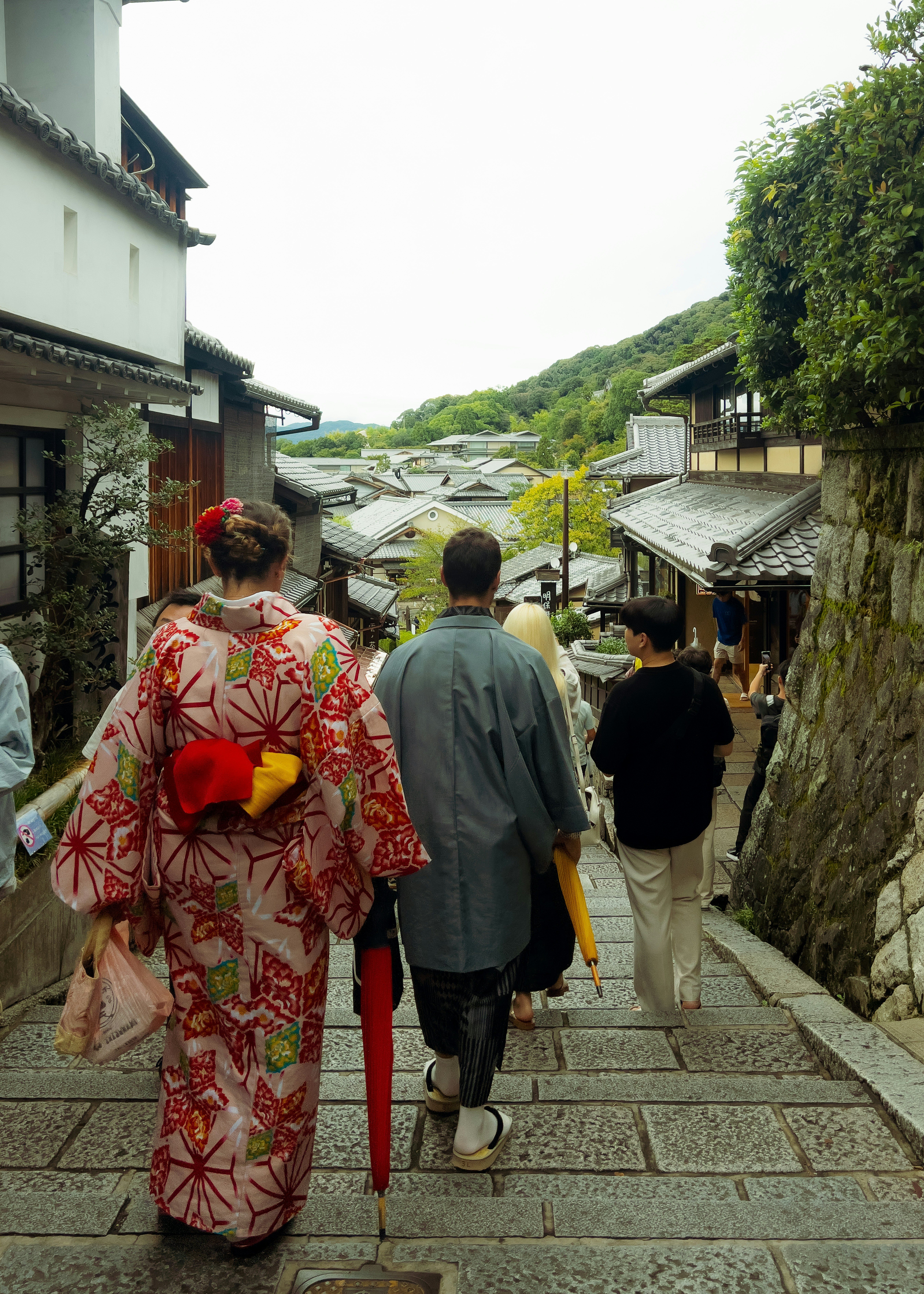 Glimpse Down the Historic Lane: Kimono-Clad Traveler Leads the Way