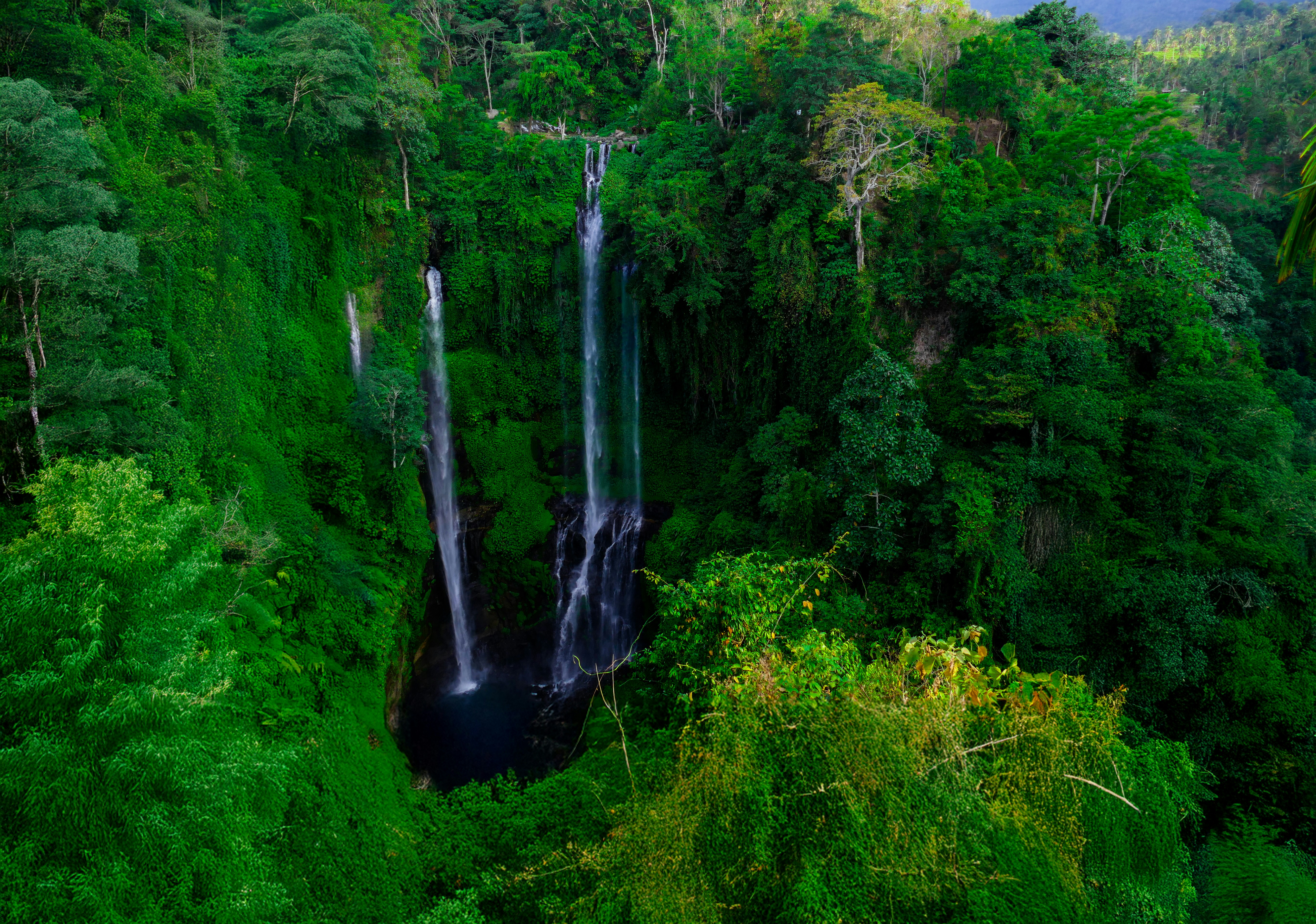 Verdant Curtain: A Dual-Thread Cascade Above the Emerald Canyon