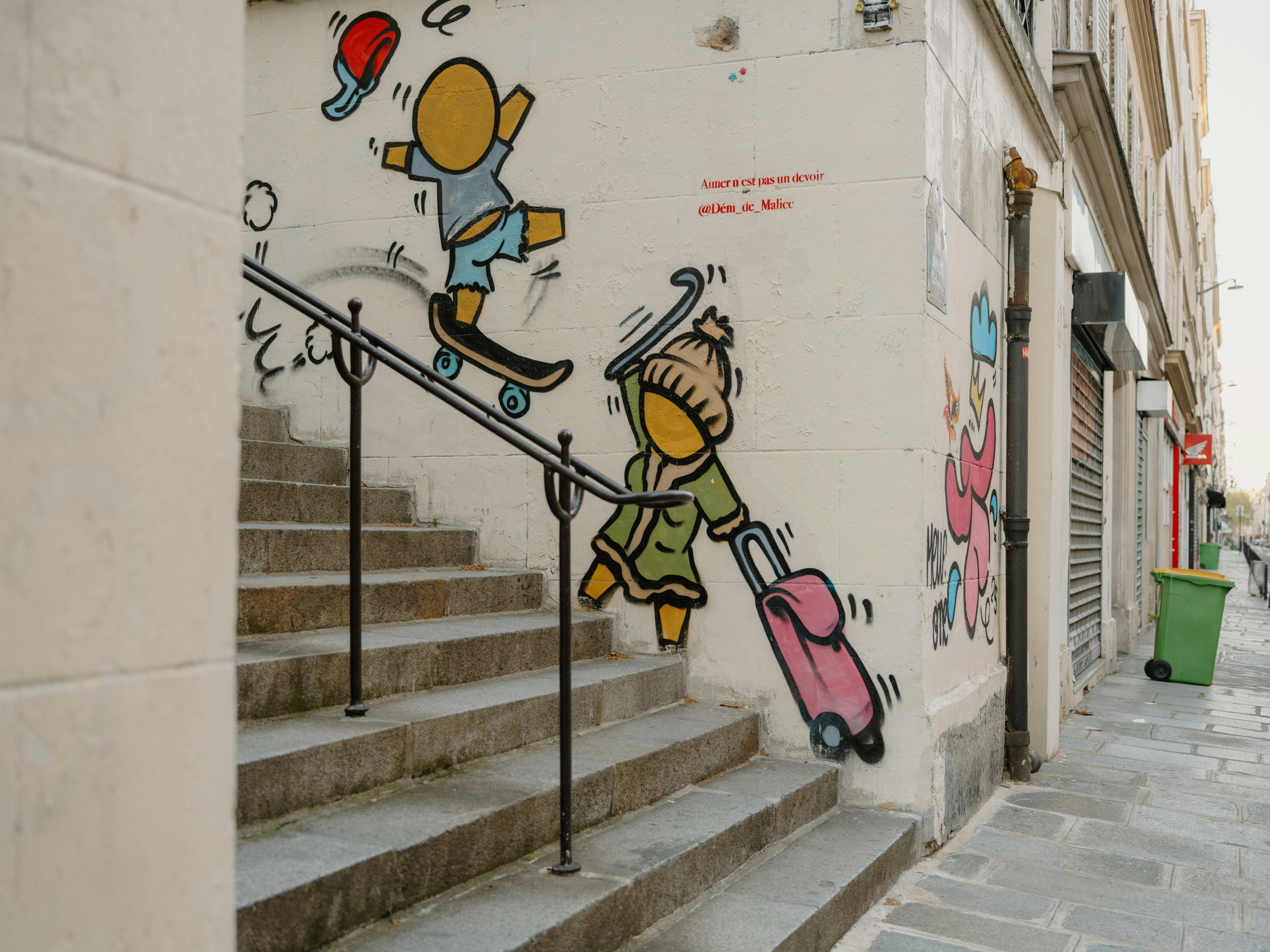 Cartoon Skateboarder Balance on a Ramp of Wall Art