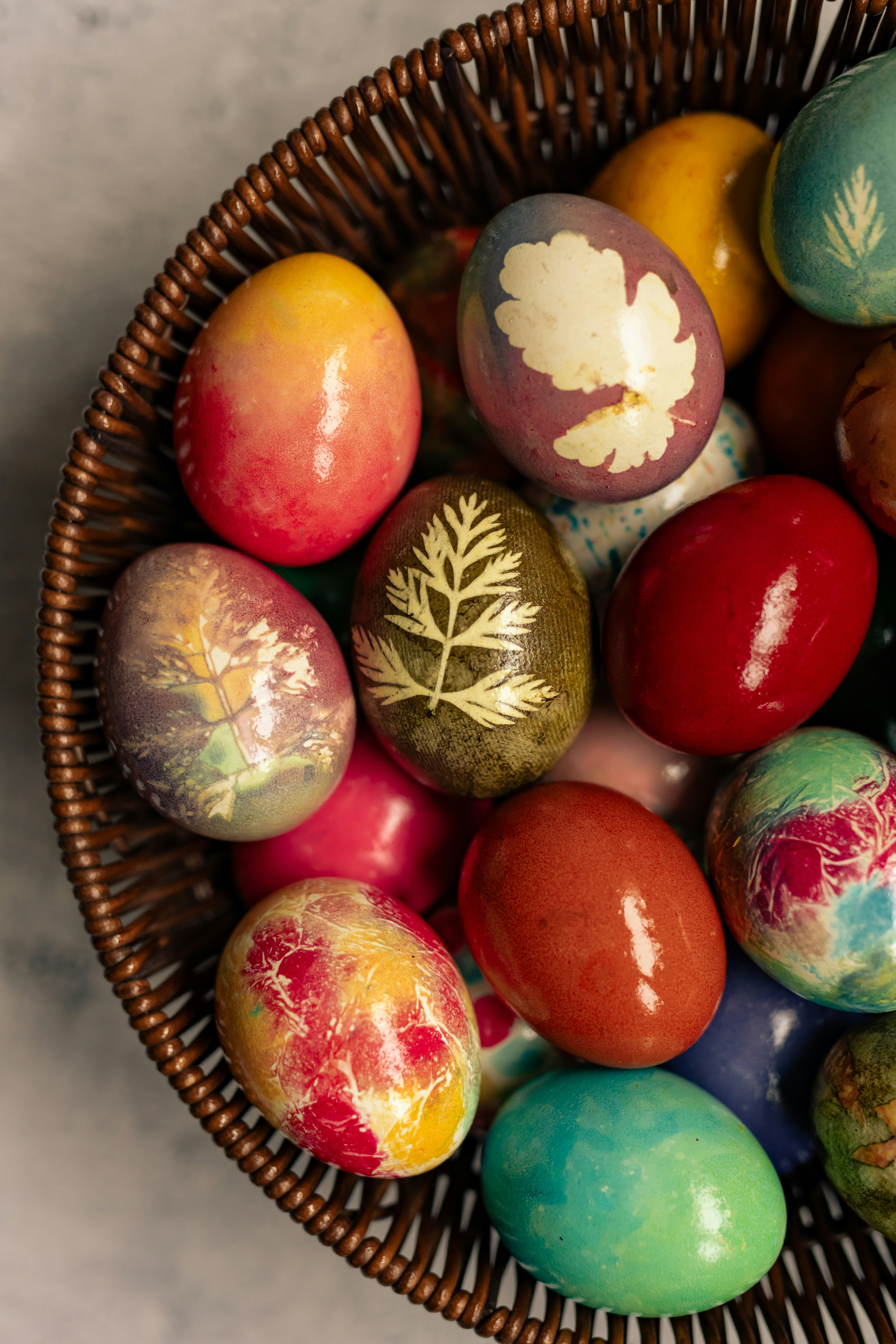 Botanical Easter Ornaments in a Woven Basket