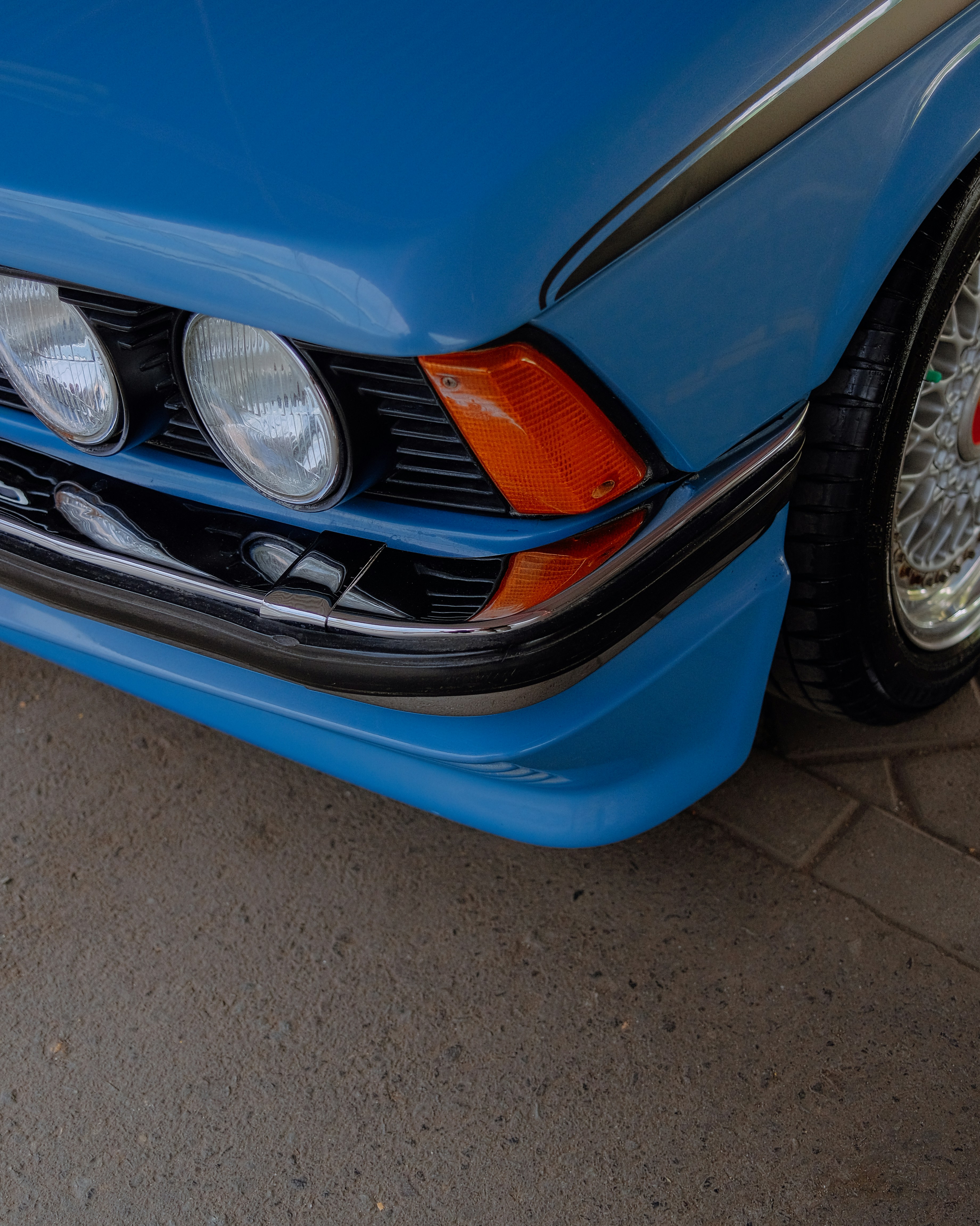 Blue Muscle: The Front-Quarter of a Classic Car