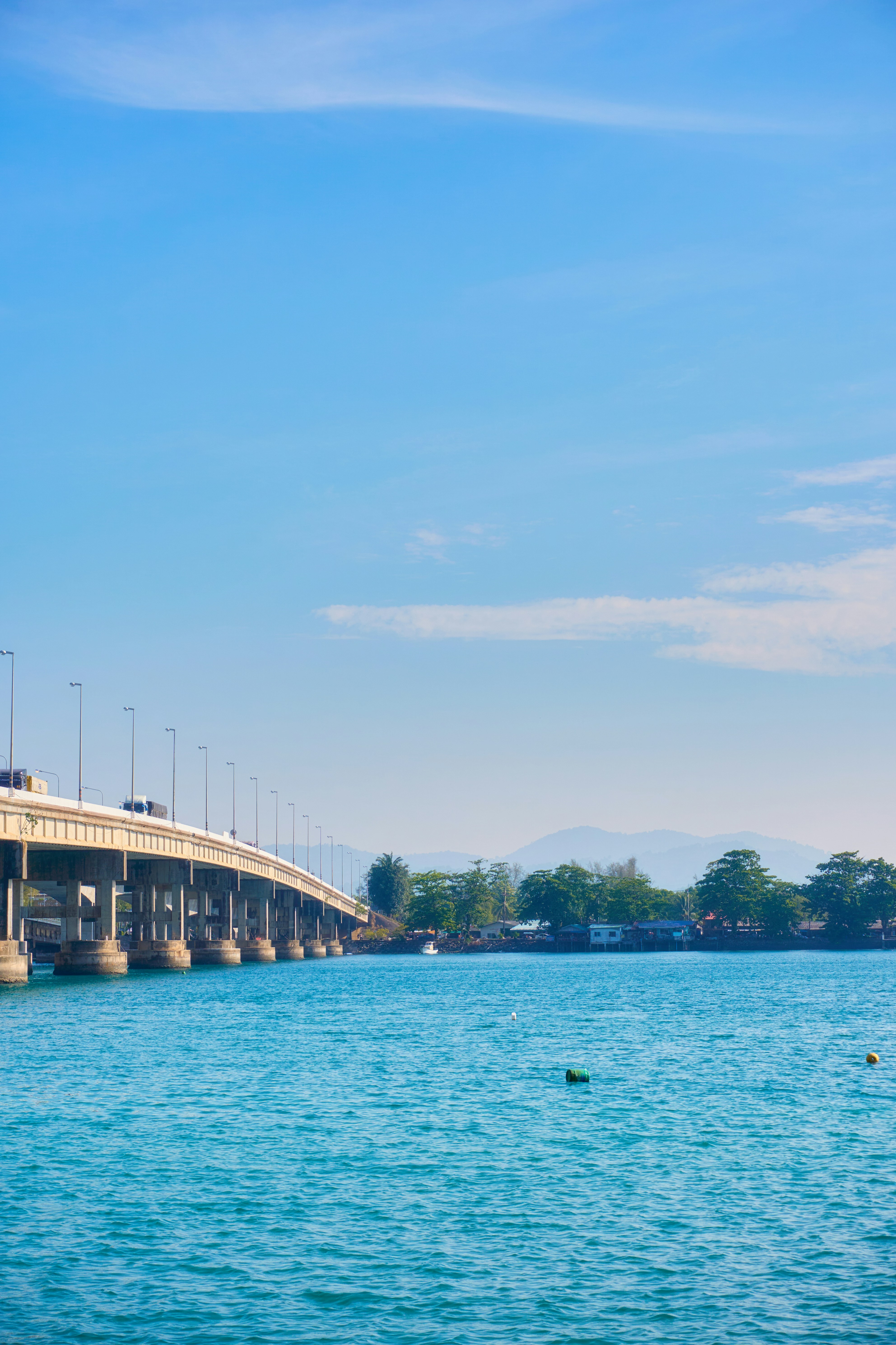 Blue Horizon Over the Bridge: Riverbank to the City