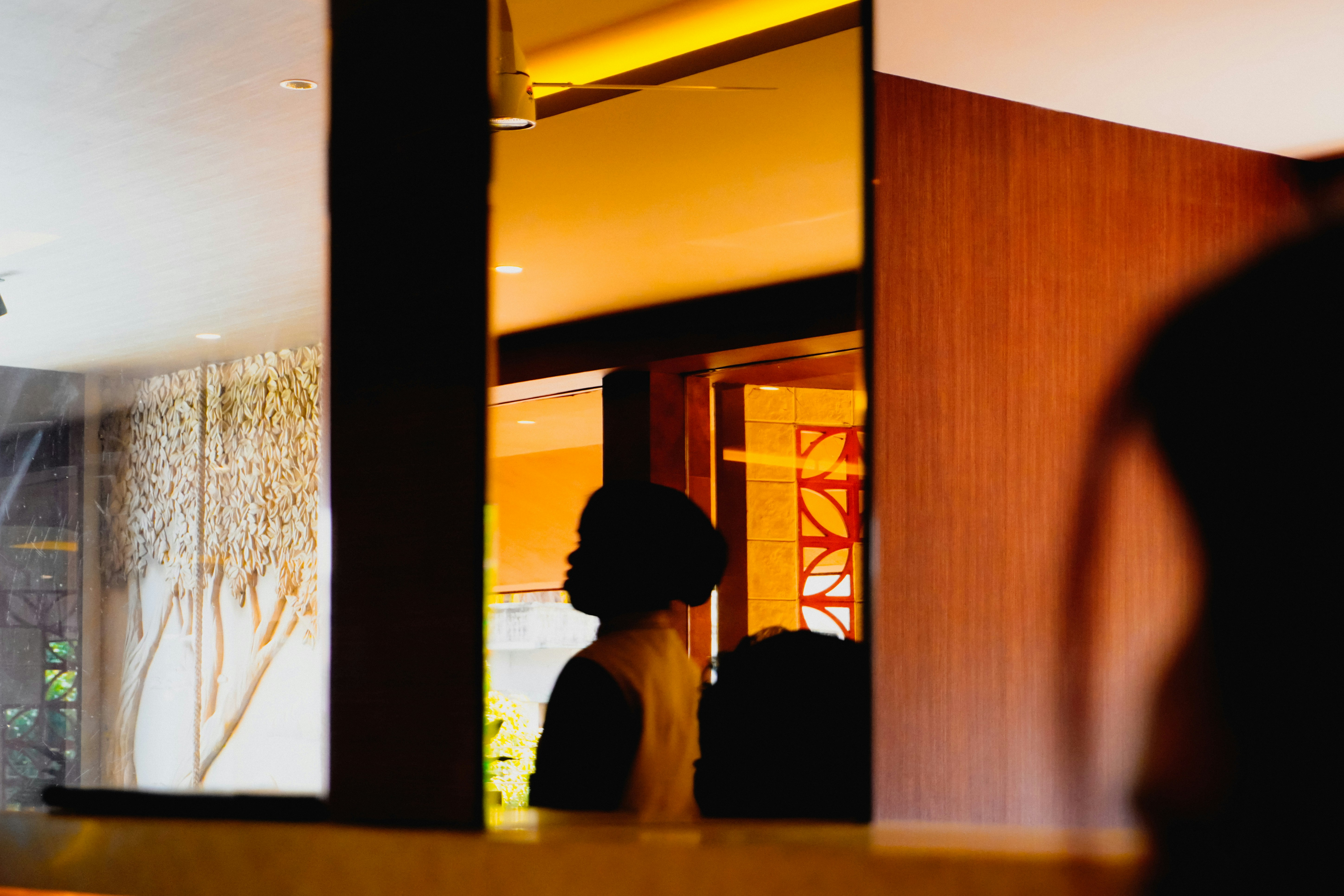 Shadowed Portraits in a Warm Interior