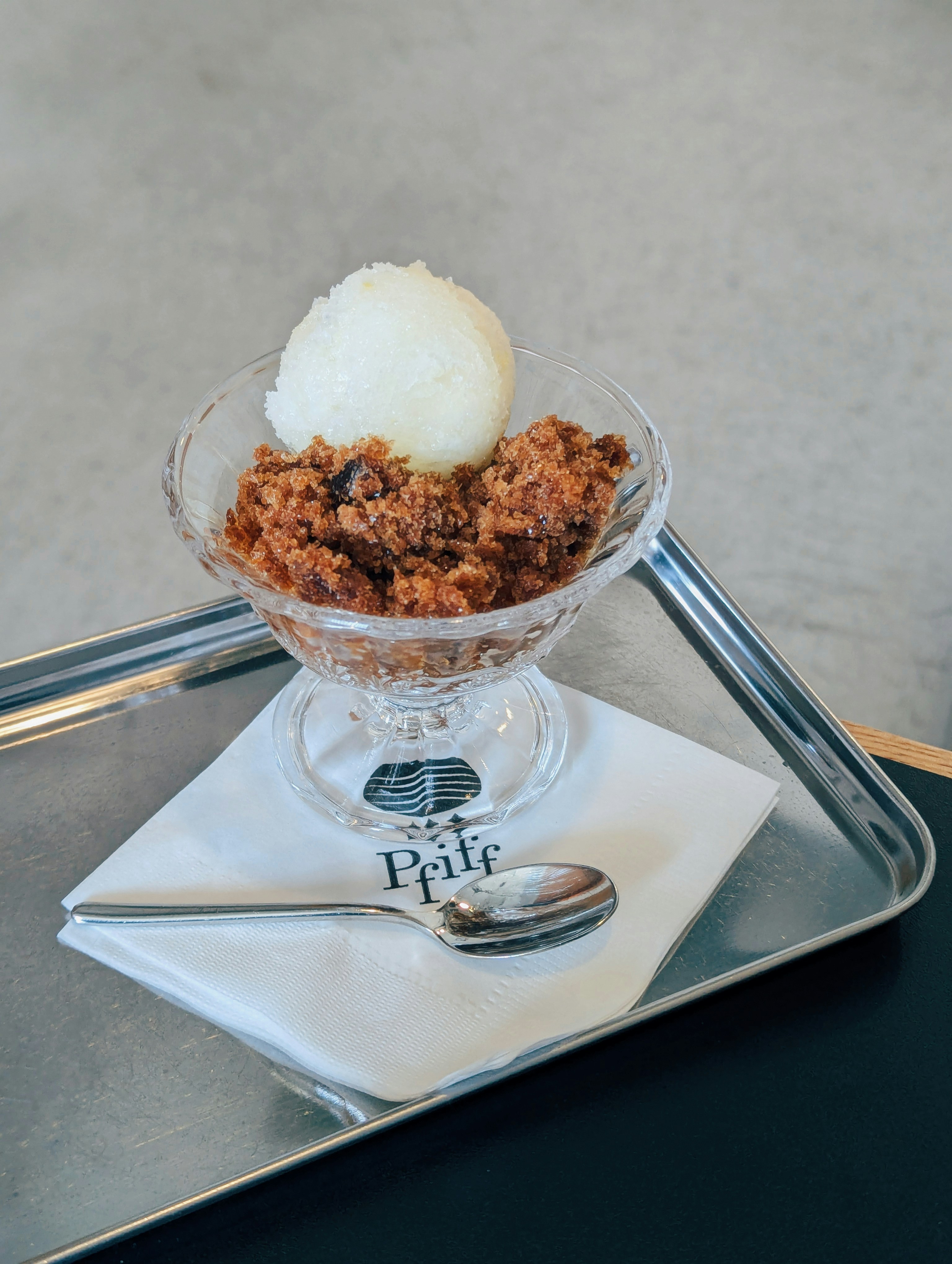 Dessert in a Crystal Cup: Crumble and Scoop on a Tray