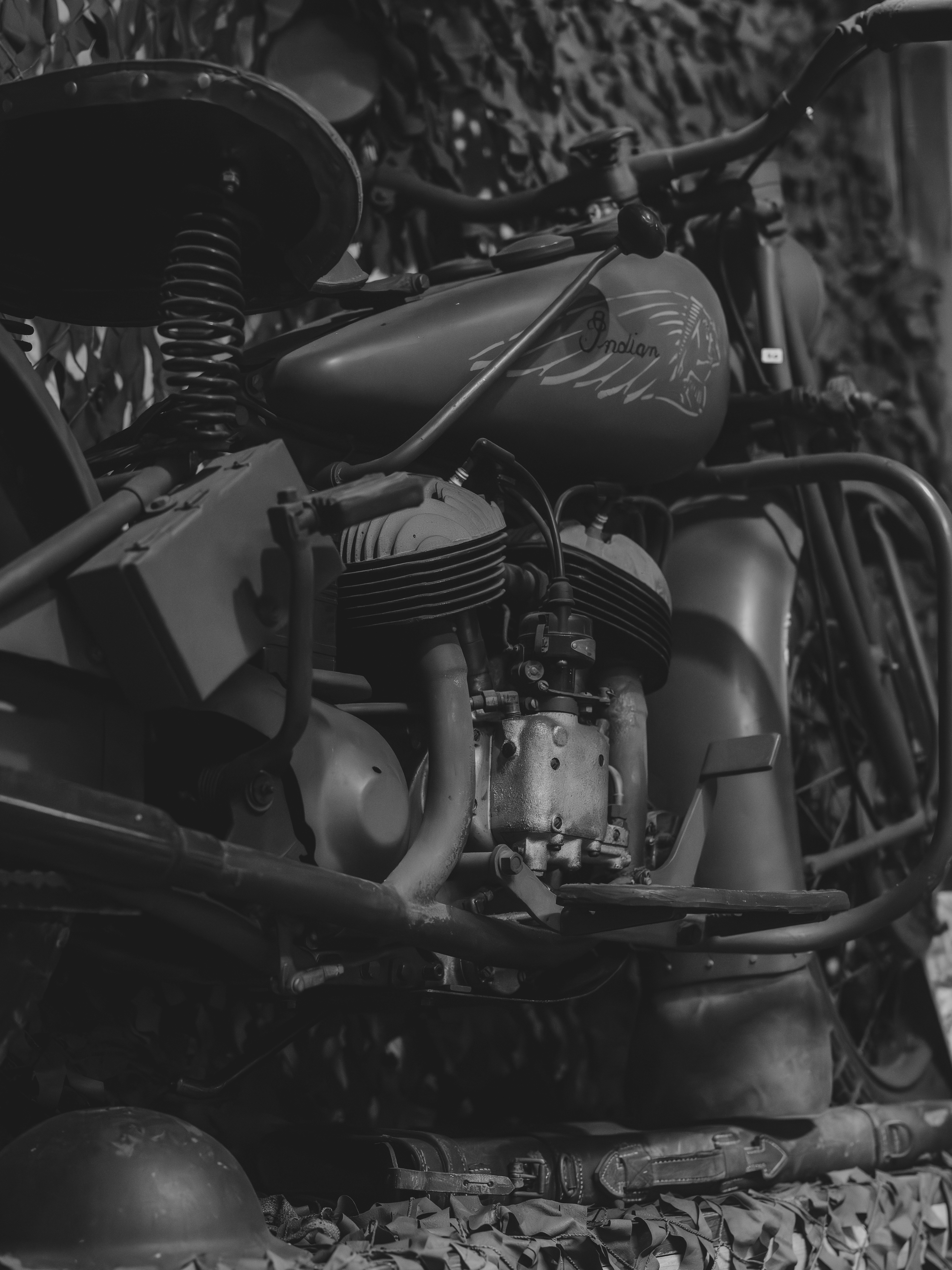 Dusty Indian Scout: A Quiet Moment with a Vintage Motorcycle Engine