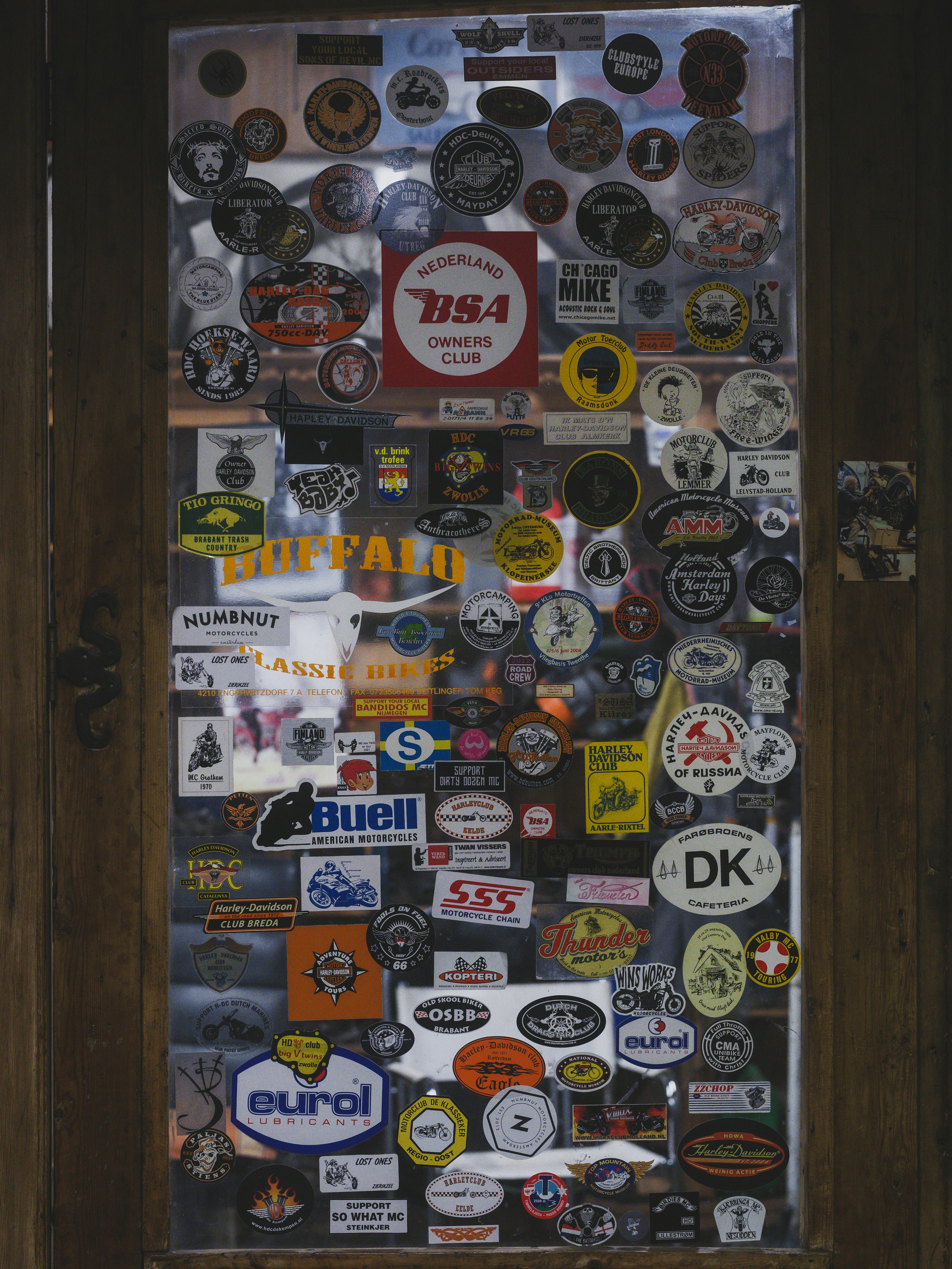 Photo of an exposition of vintage motorcycles displayed at the American Motorcycle Museum in Raalte..