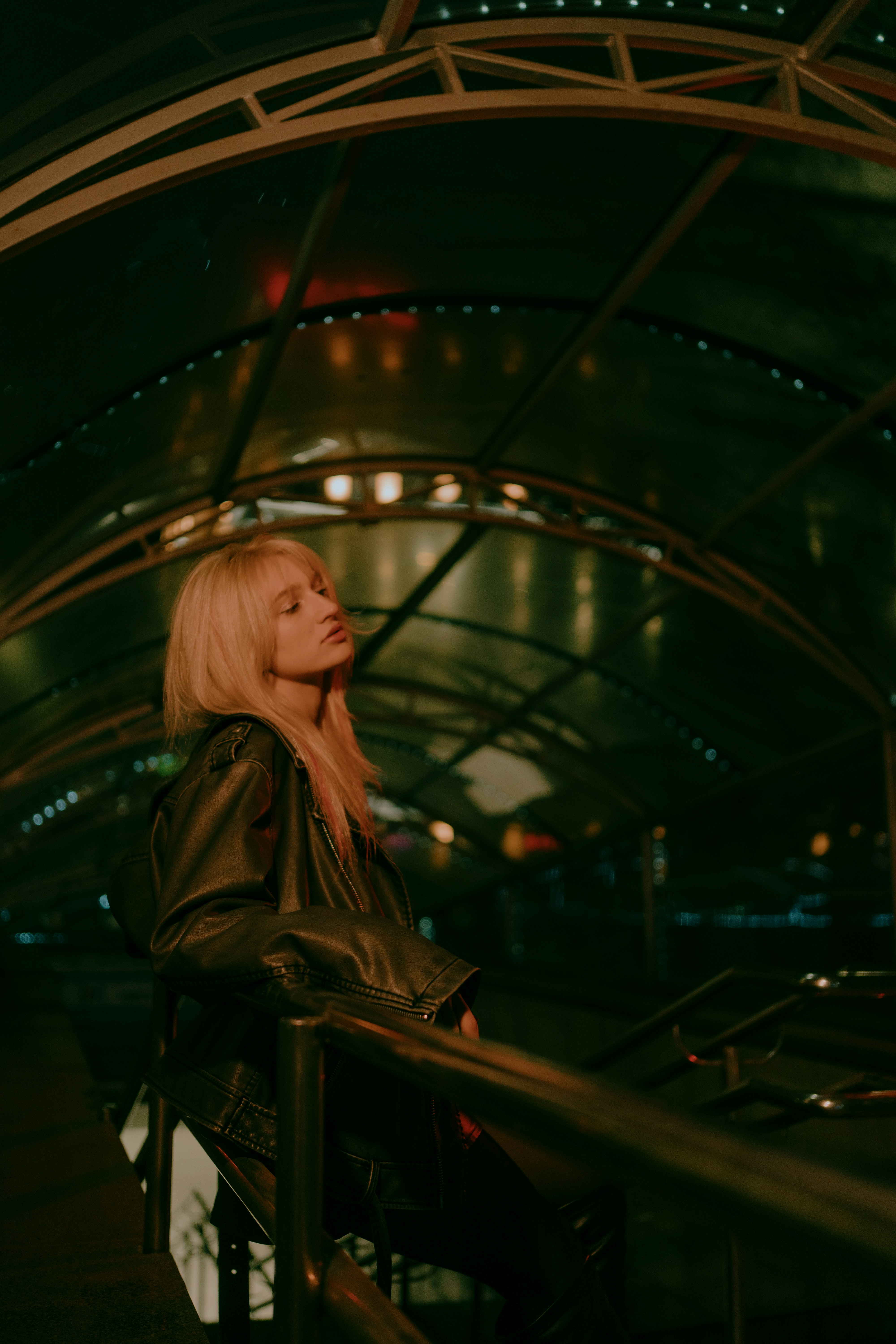 Neon Night Overlook: A Portrait in Leather