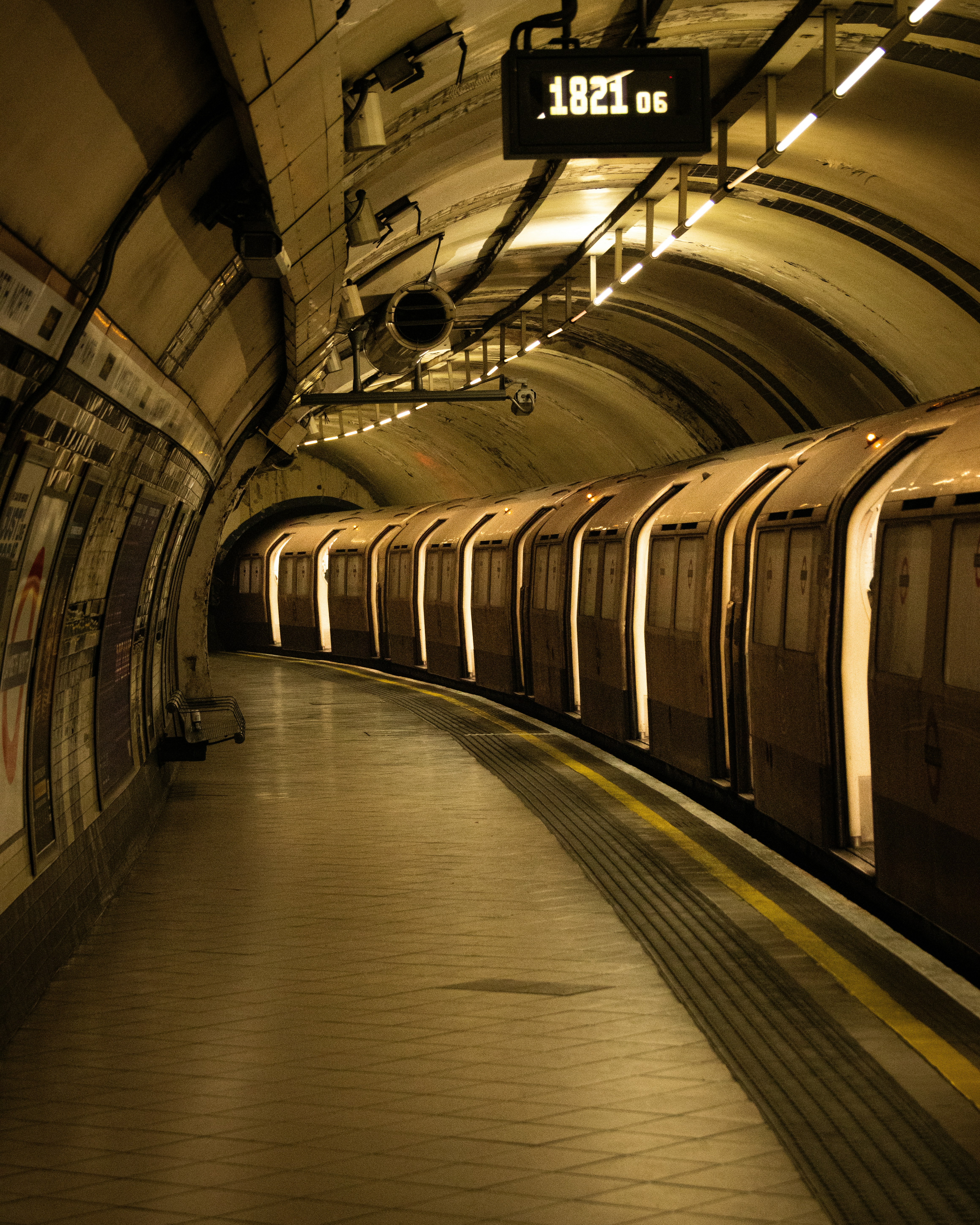 Midnight Departure: A Deserted Underground Platform