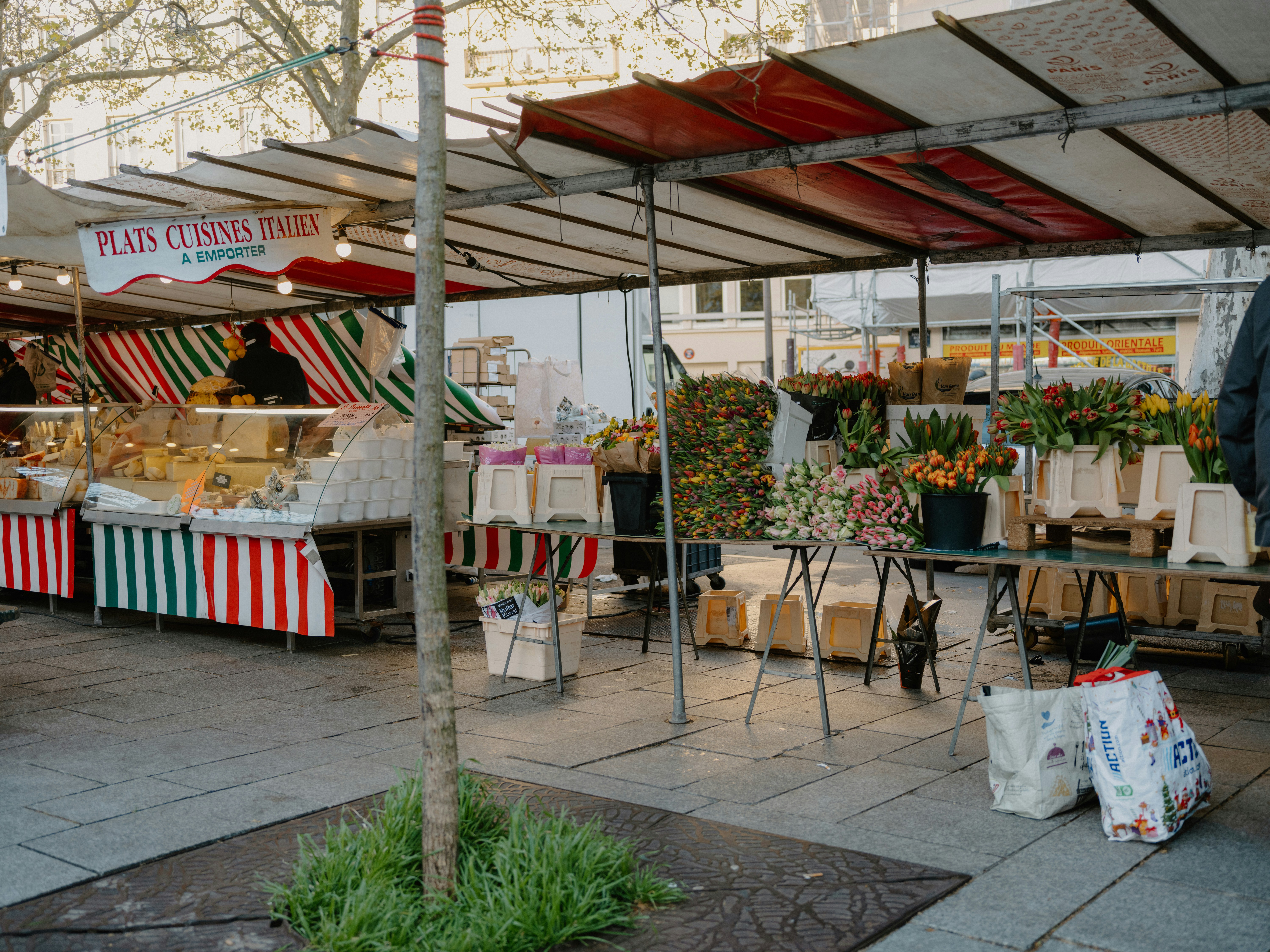 Market Stalls in Warm Evening Light