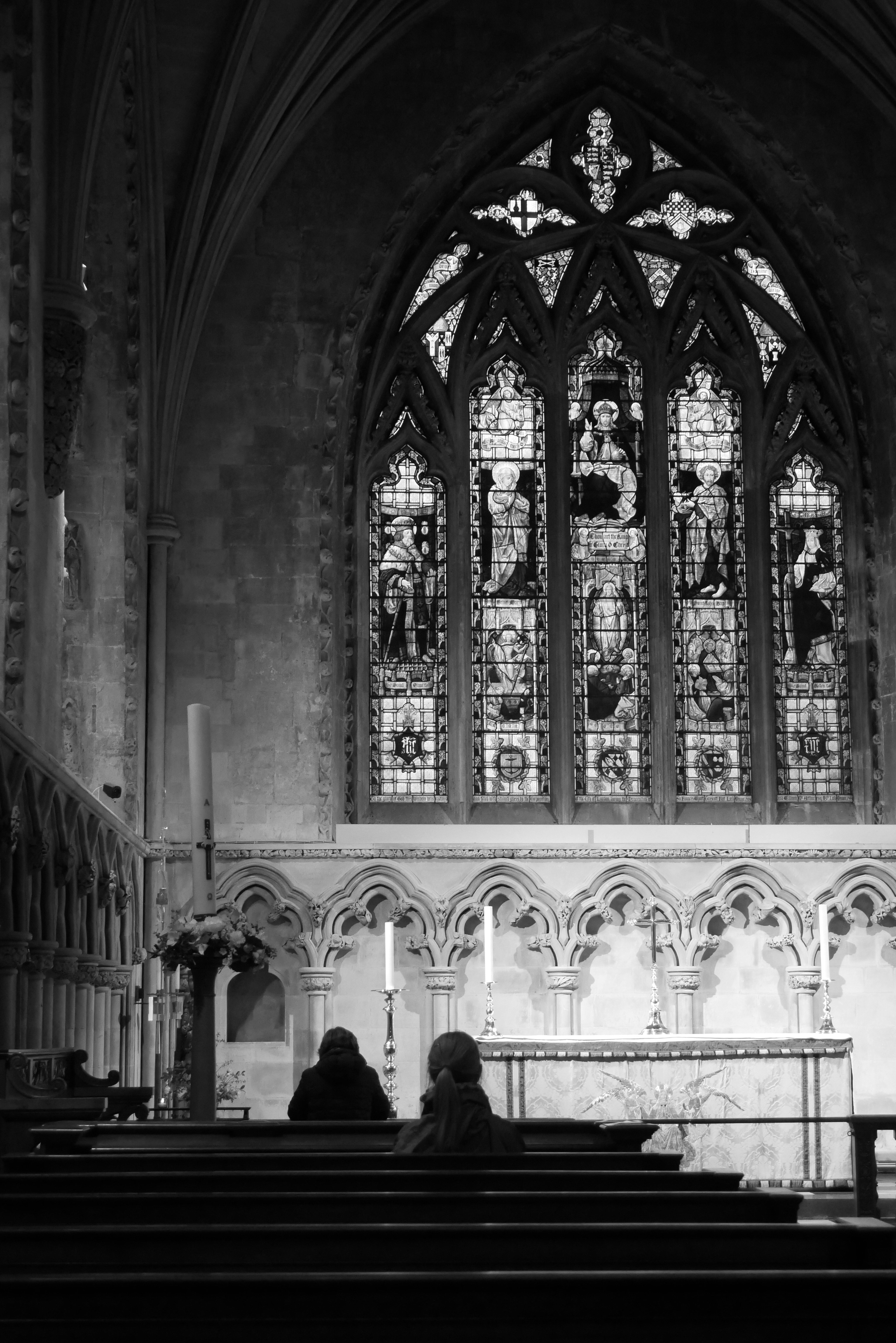Quiet Reverie beneath the Ribbed Stained Glass