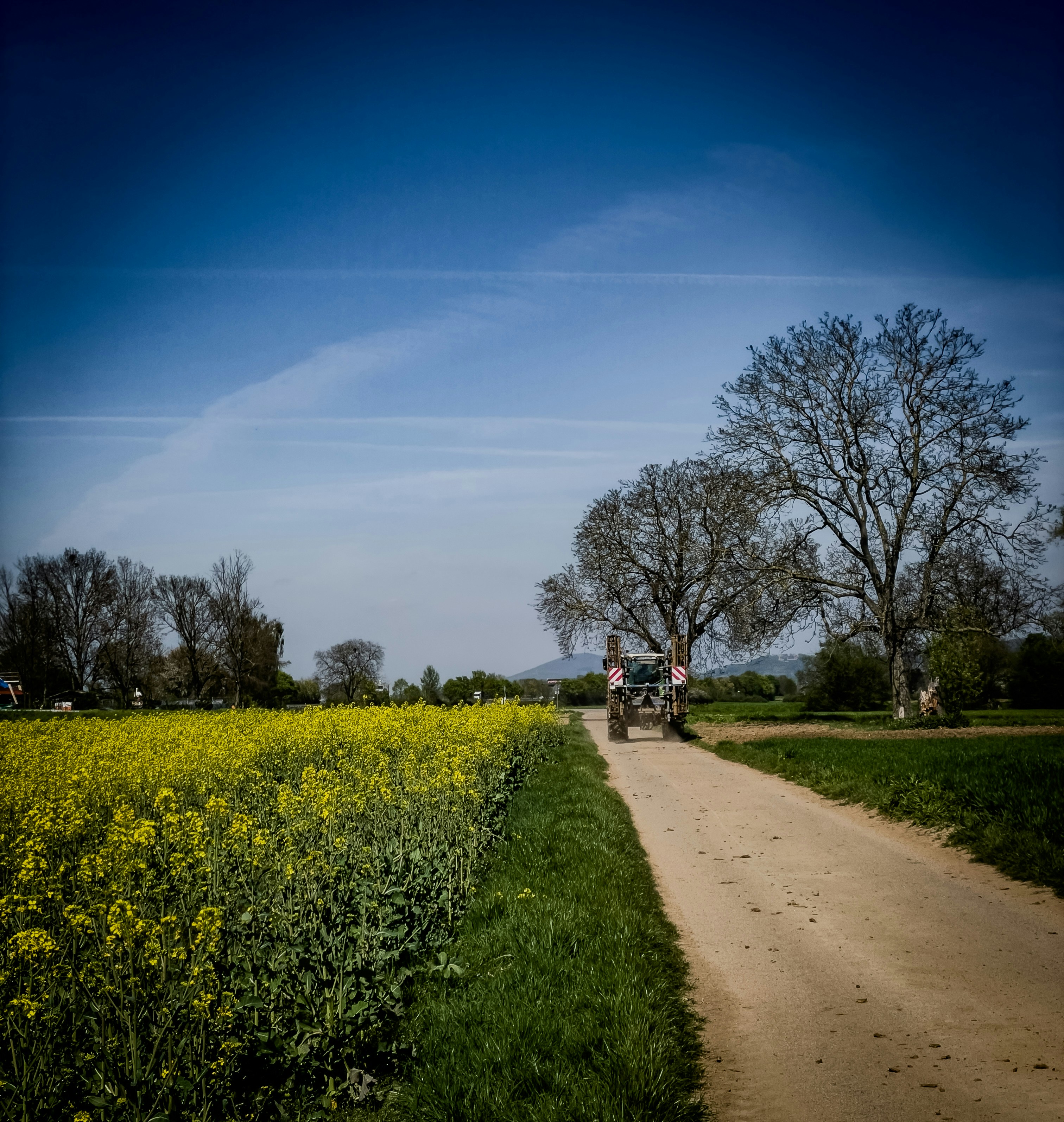 Harvest Roadway: Tractor Toward the Horizon