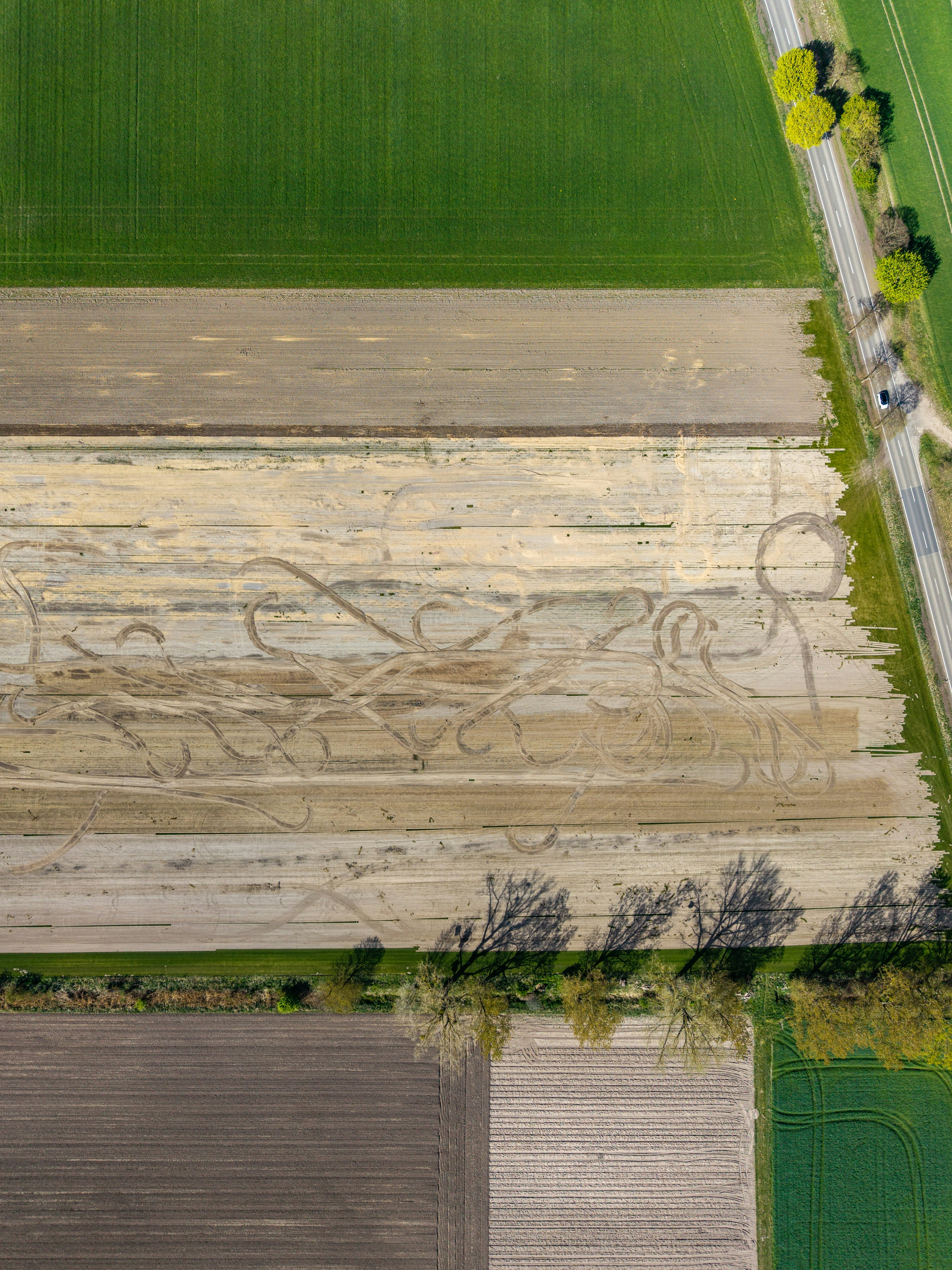 Sunlit Field Tracing: Aerial Patterns in Plowed Land