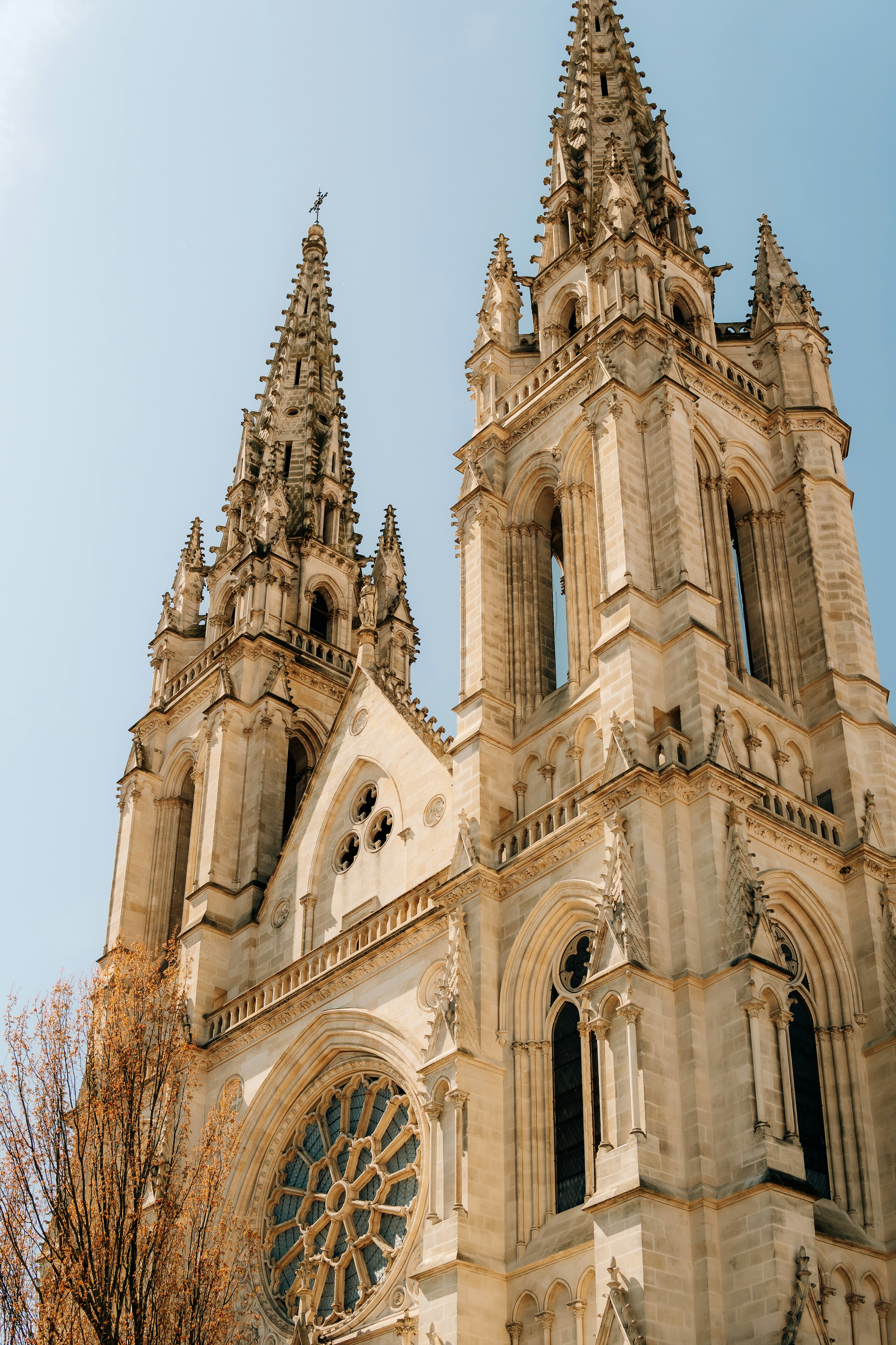 Gothic Spires Rising Against a Clear Day