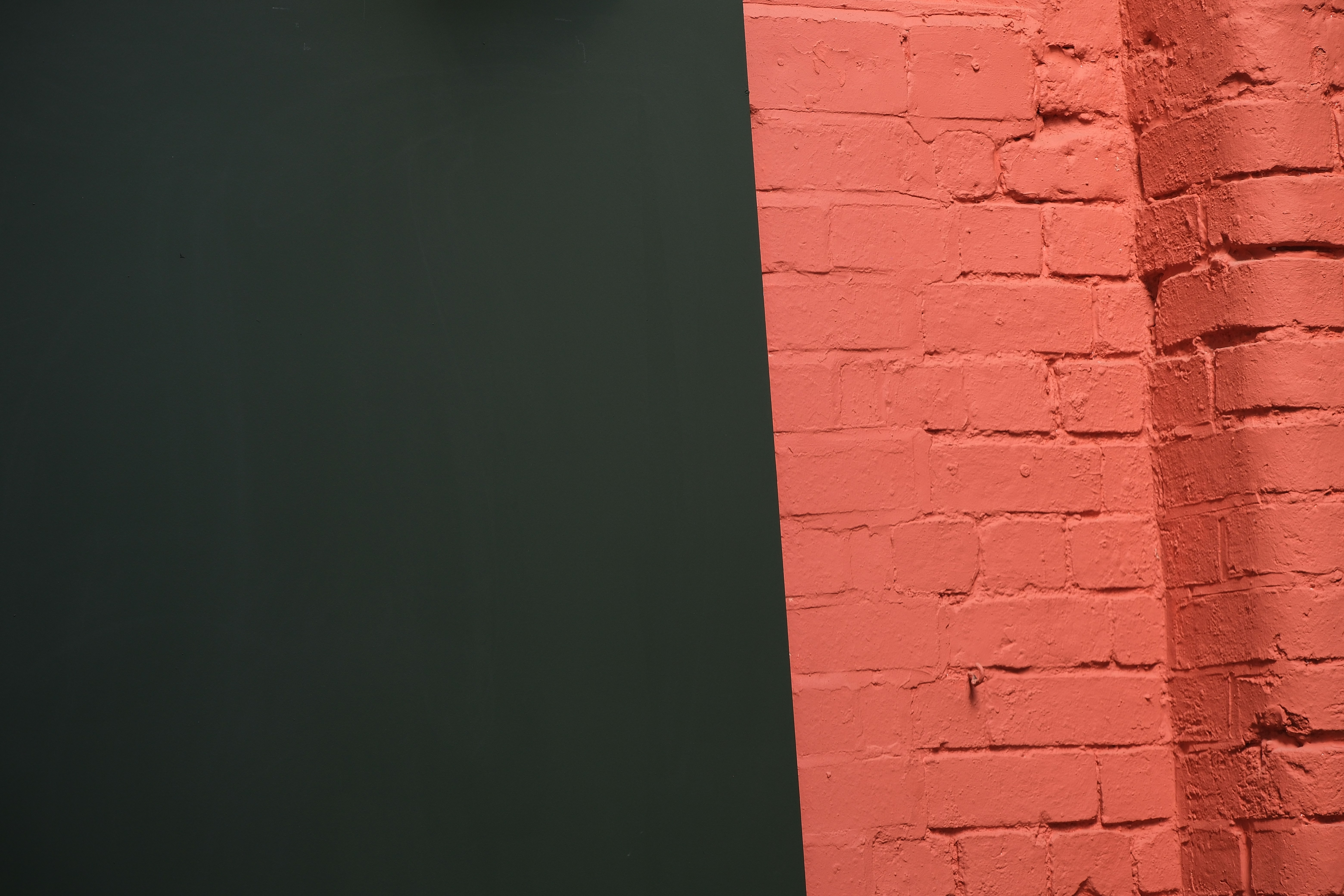 Two-Tone Wall: Dark Panel meets Red Brick