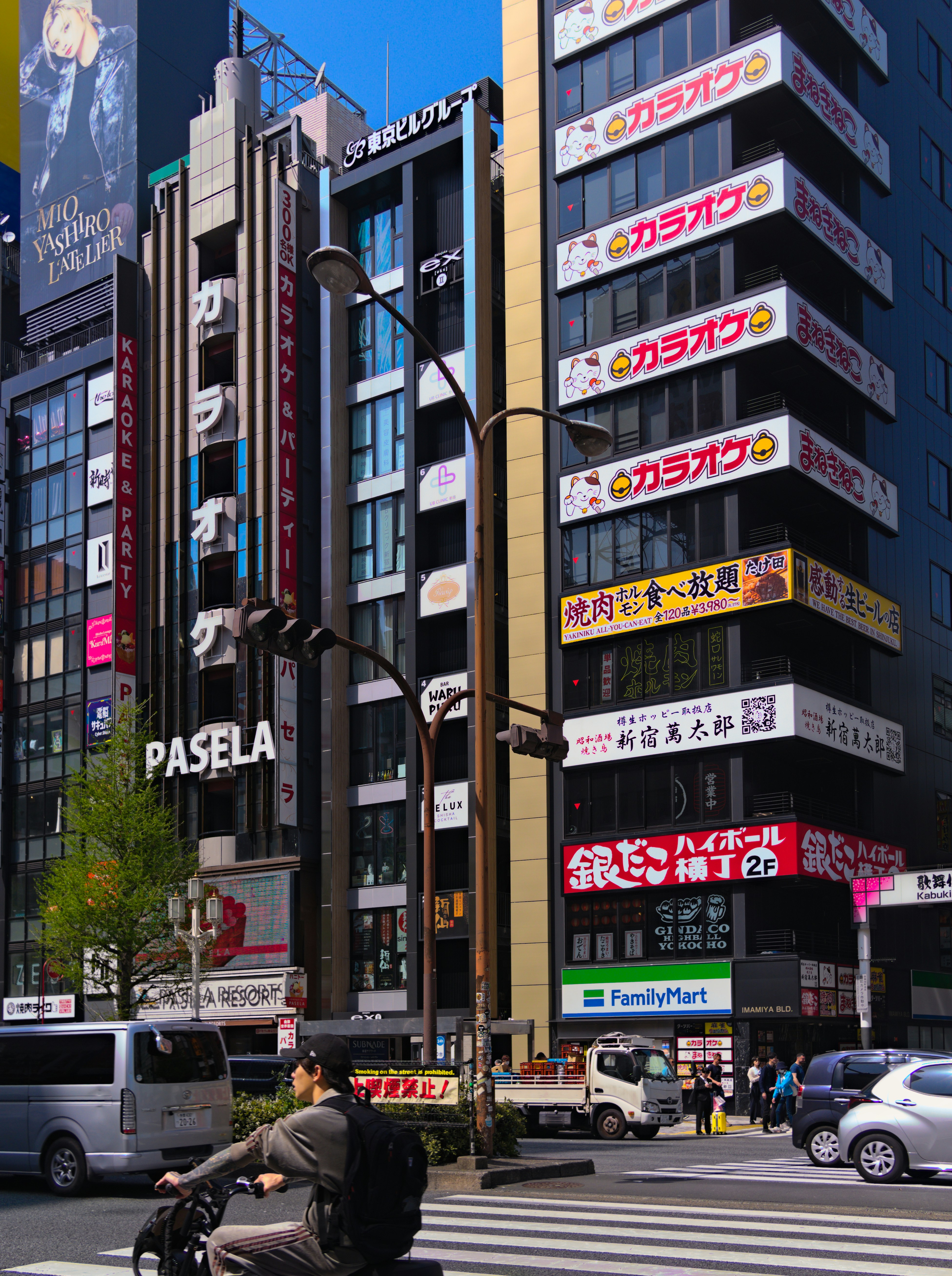  Neon Alleyways: A Busy Tokyo Crossing Framed by Vertical Signage