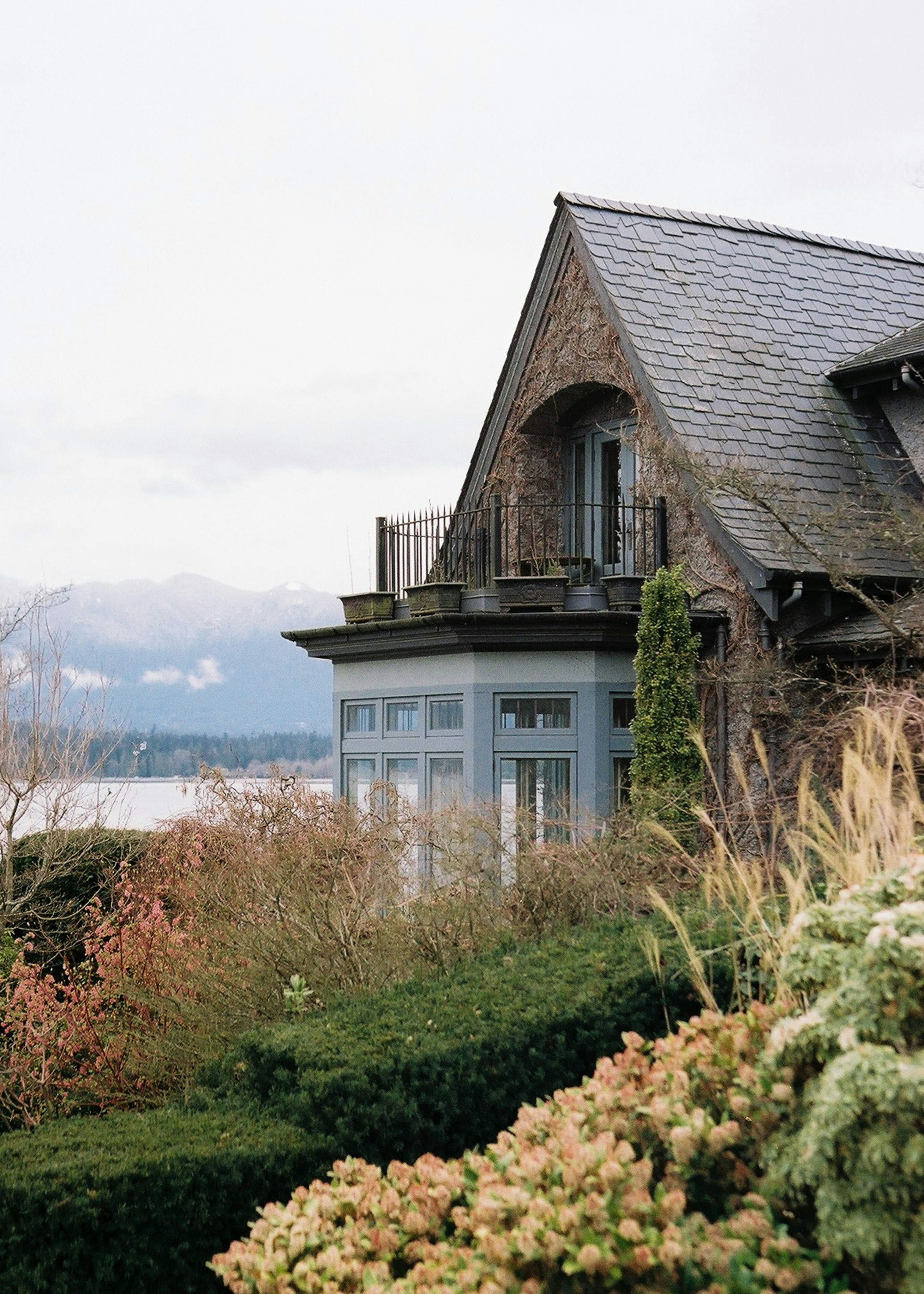 Garden-facing Chalet: A Moody View of a Beside-the-House Terrace