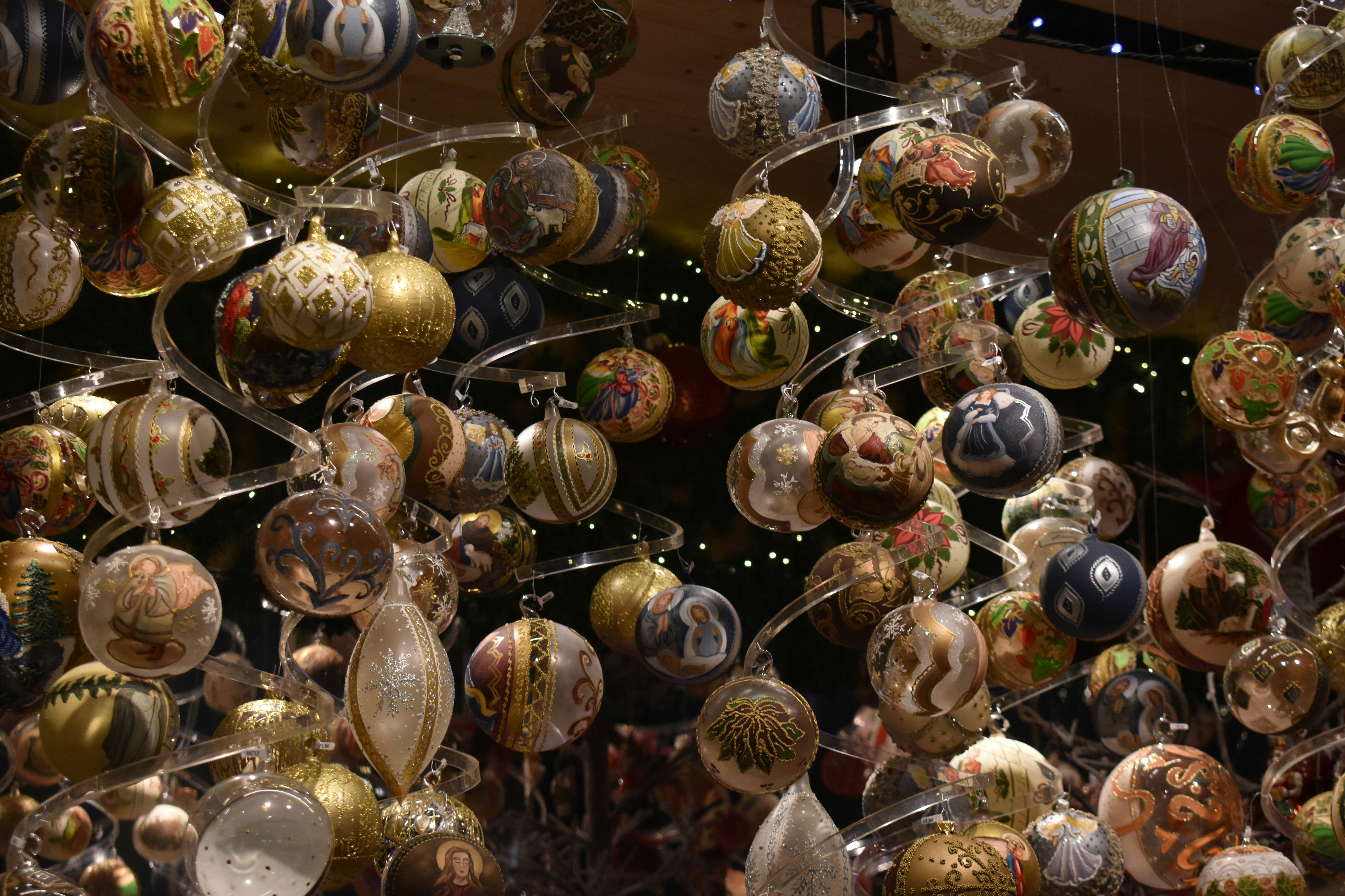 Ornament Empire: a labyrinth of glass orbs under warm lights