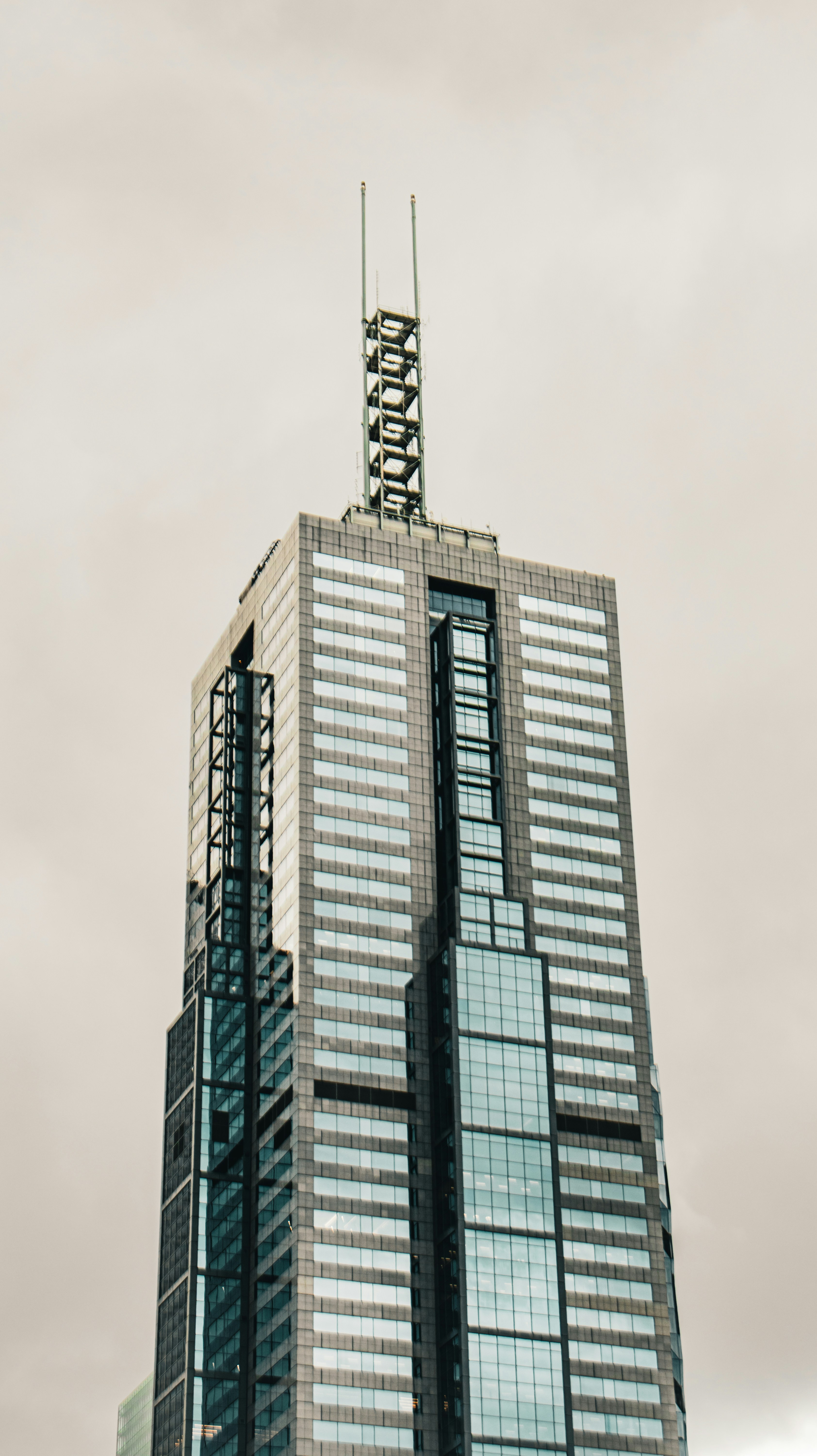 Vertical Triumph: A Skyward Facade Reaches Toward the Grey