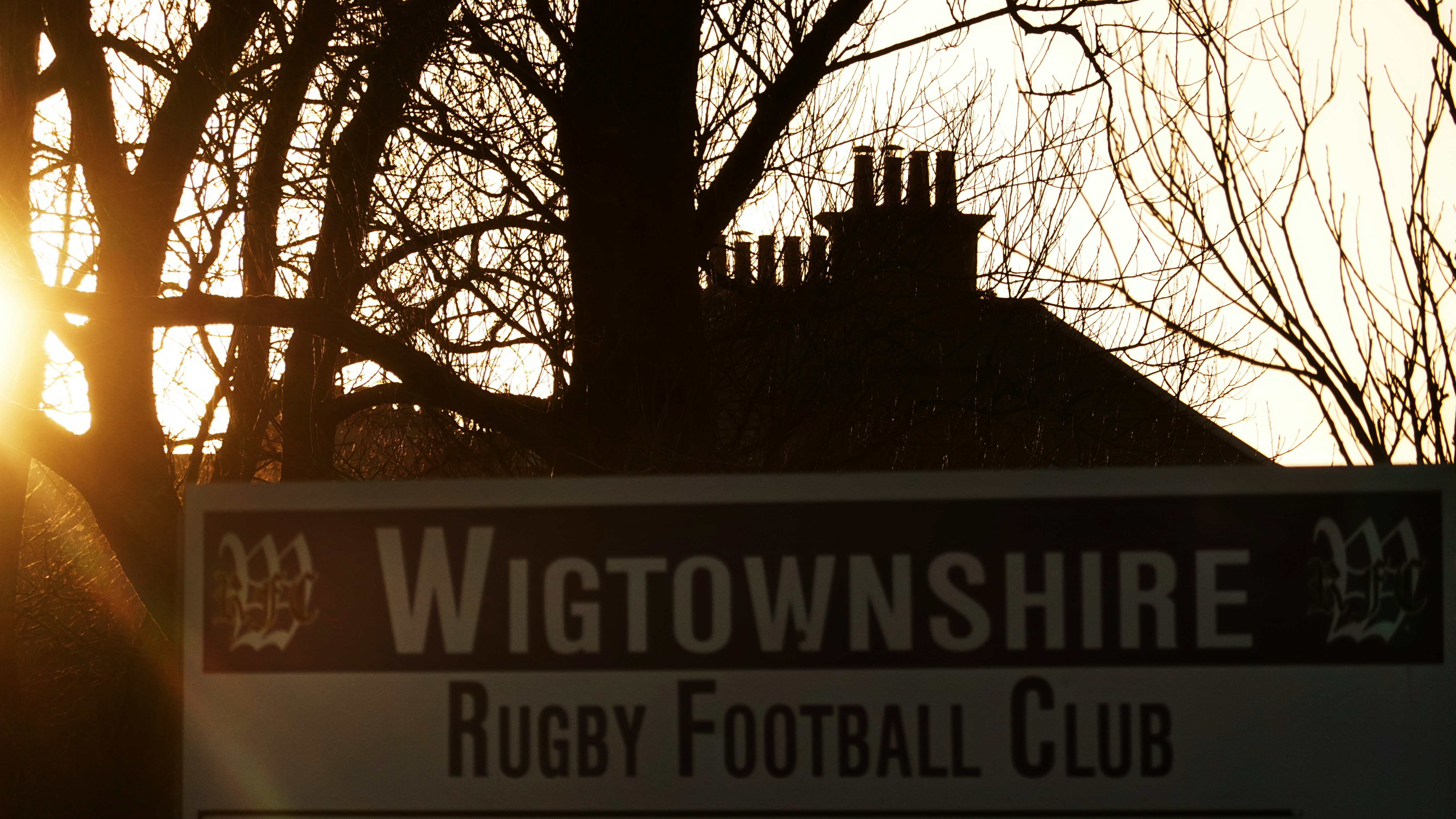Sign of Wigtownshire: Rugby Club Banner at Dusk