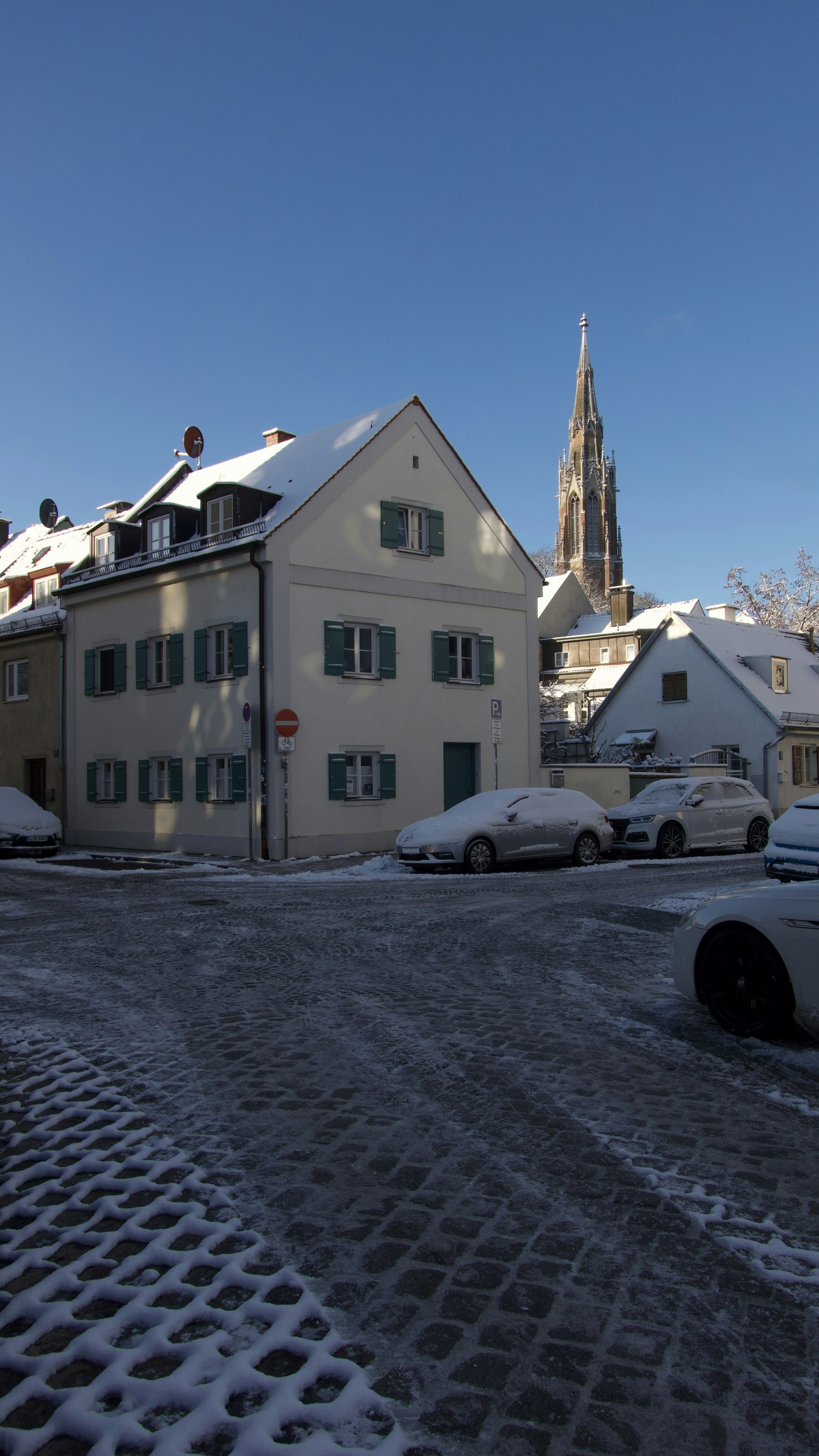 Snowy Street Portrait: A Quiet Swiss Town at Dusk