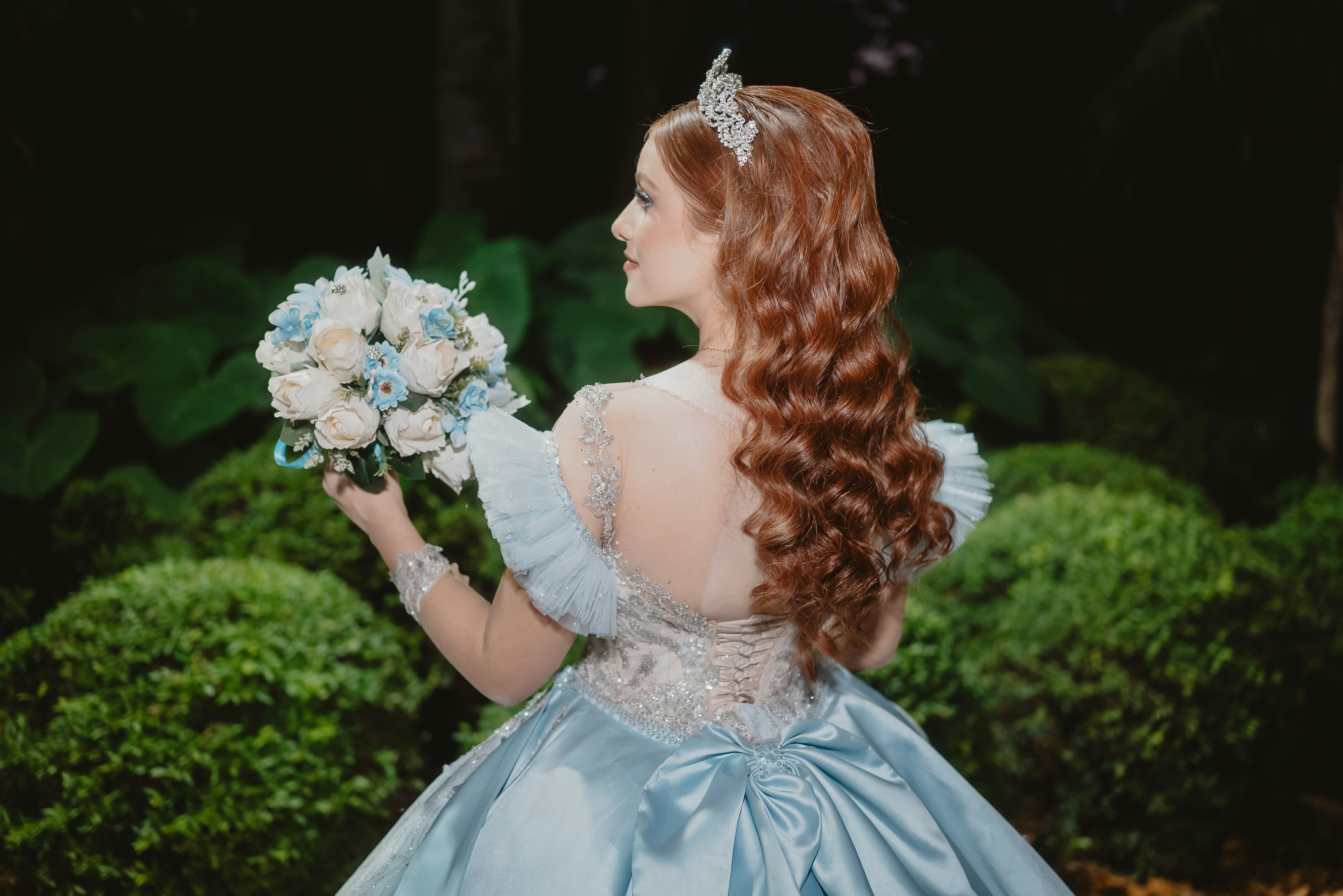 Enchanted Bride in Moonlit Garden