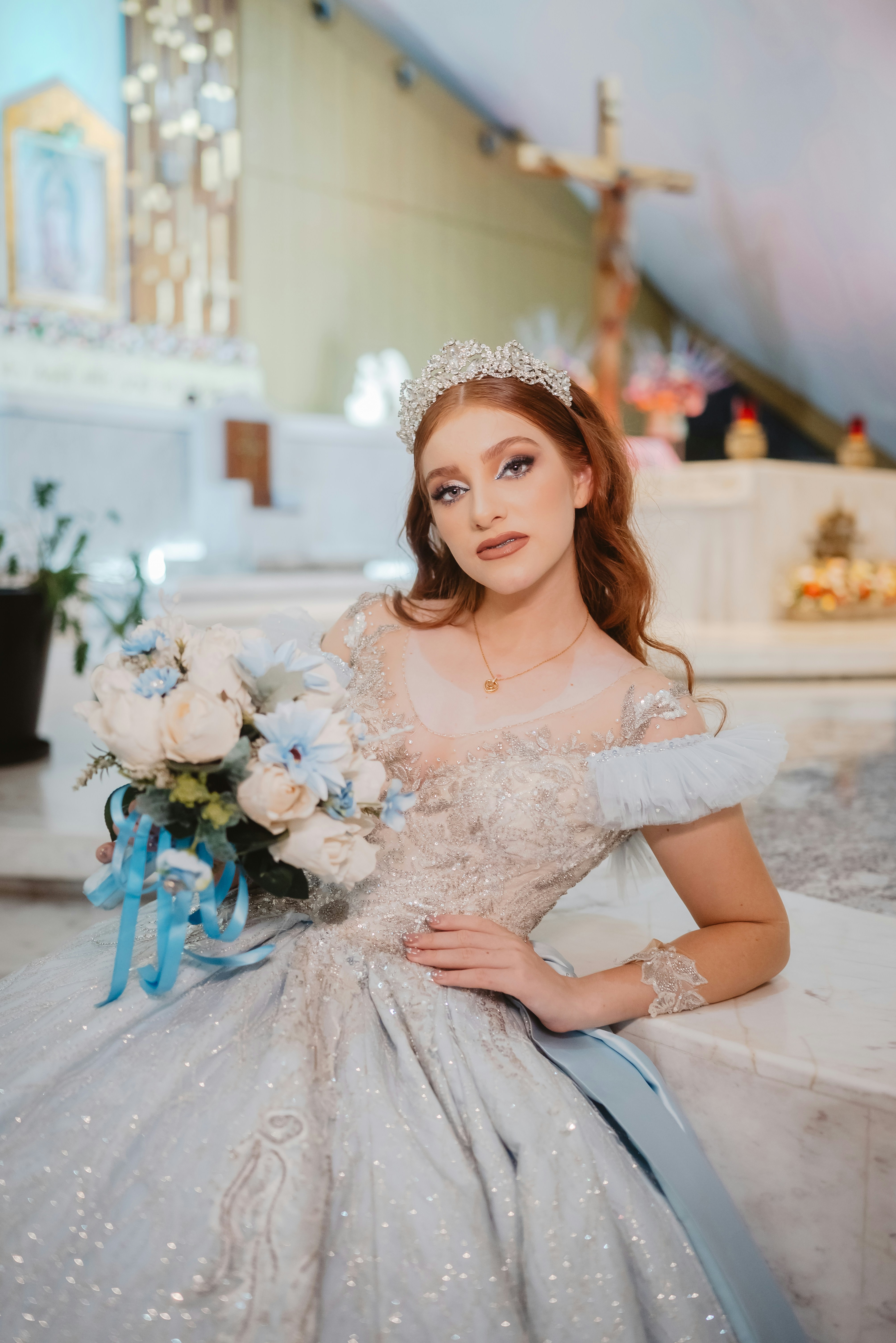 Ethereal Bride in a Moonlit Chapel