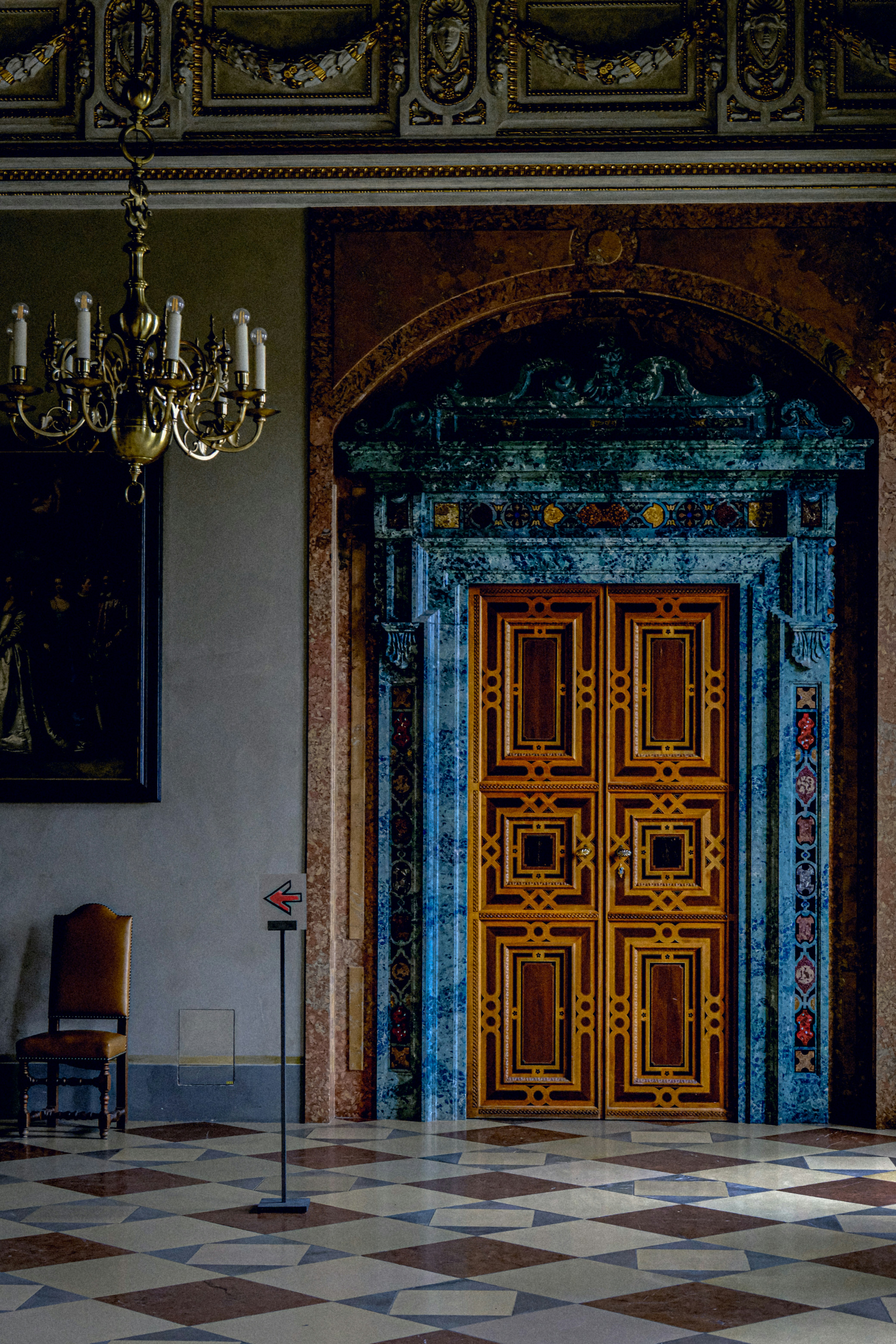 Ornate Doorway Reverberating with Colorful Borders in a Royal Interior