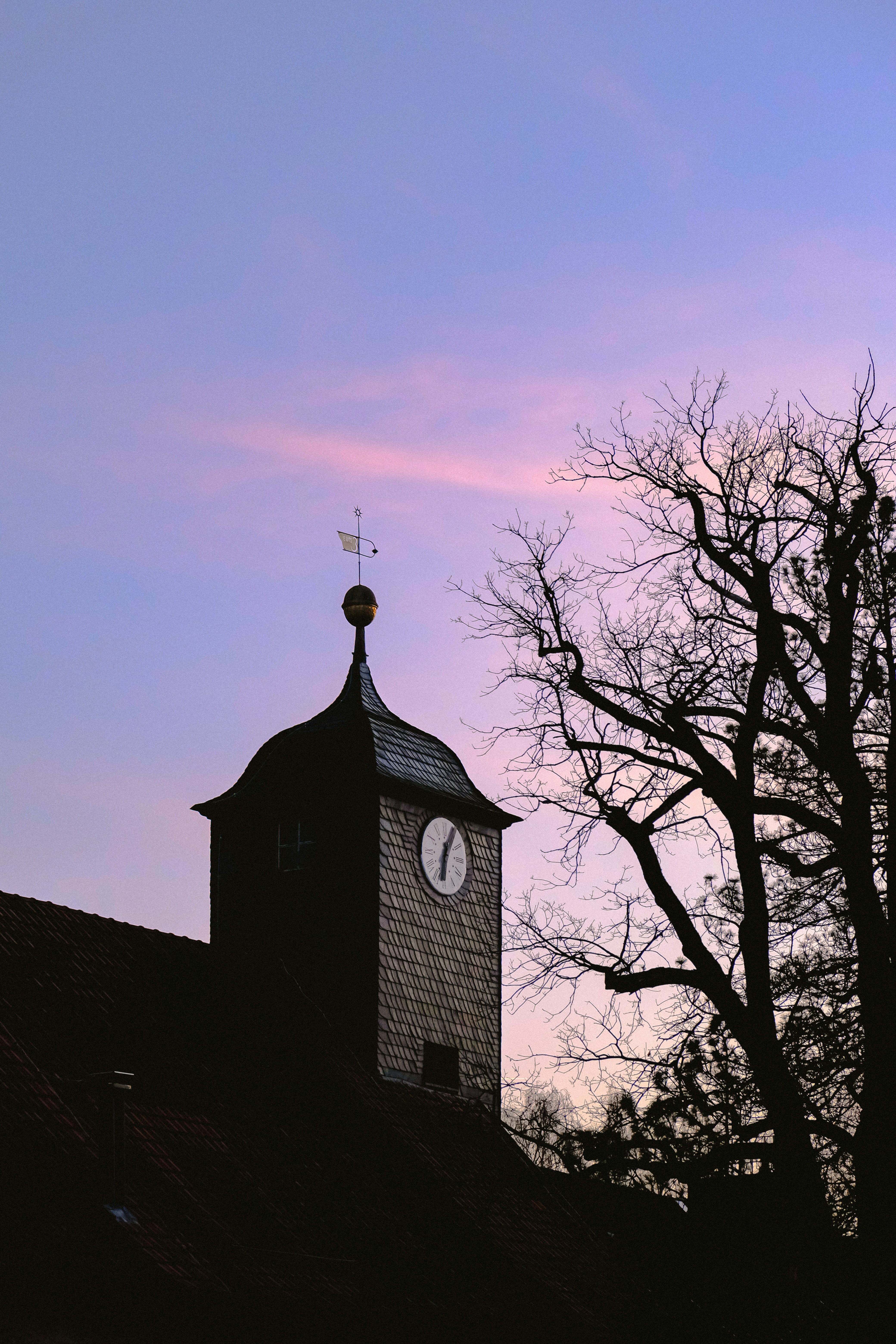Clock Tower Silhouette at Dusk