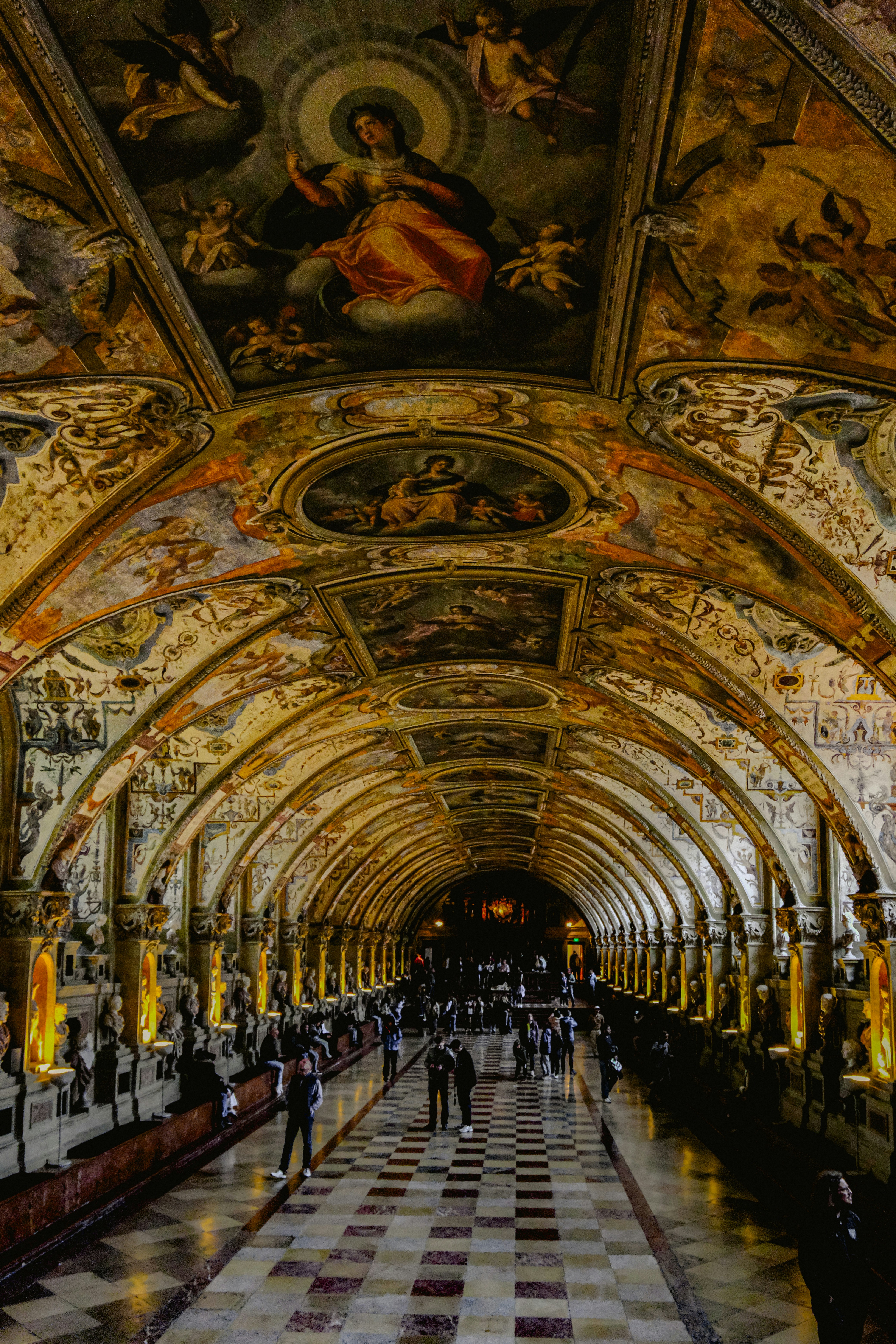 Vaulted Gallery of Carved Frescoes: A Midnight Walk Beneath Painted Arches