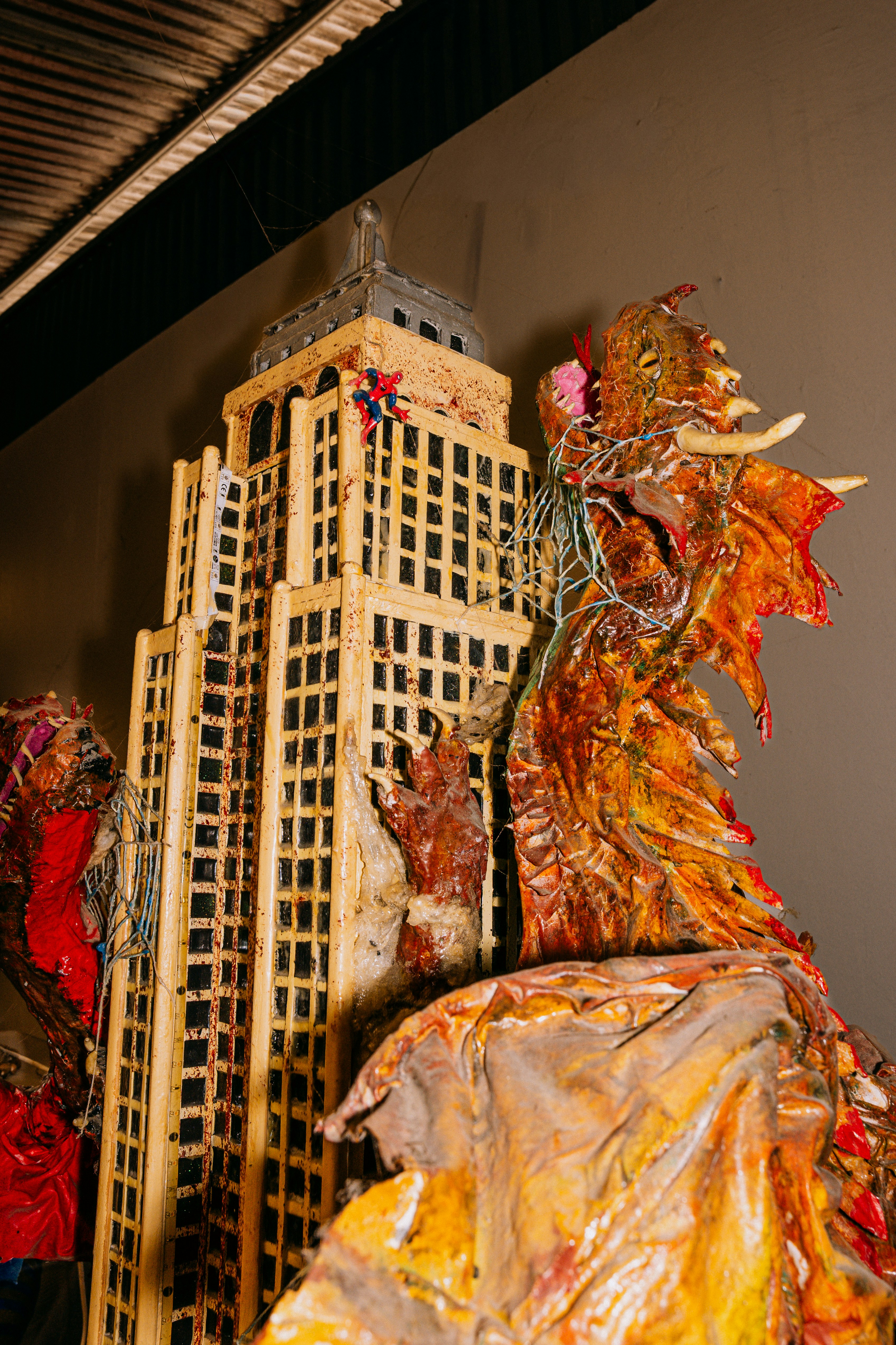 Vertical Cityscape Wrought in Fire: A Surreal Fabrication Amid Monolithic Towers