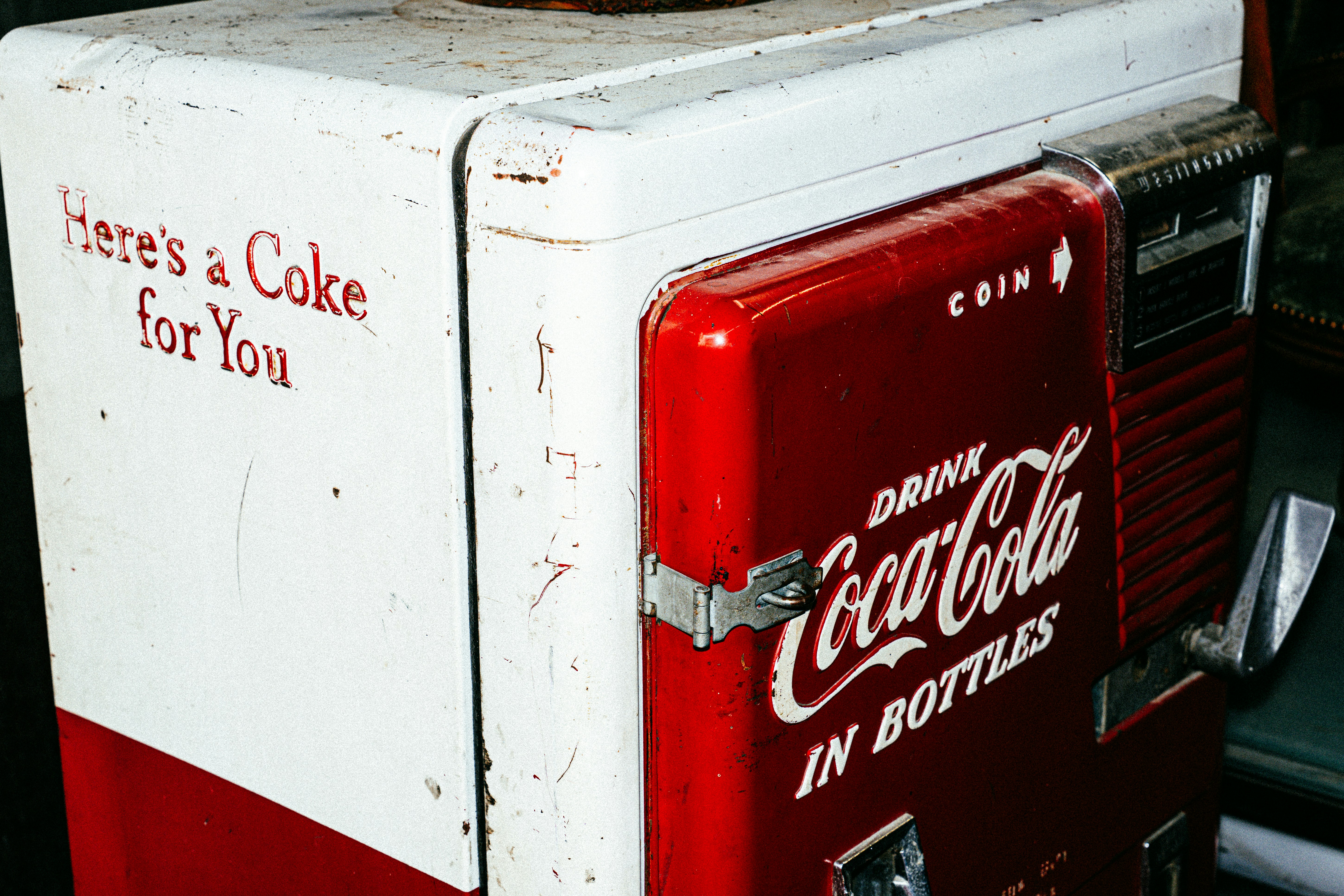 Retro Coca-Cola Vending Panel with Weathered Metal