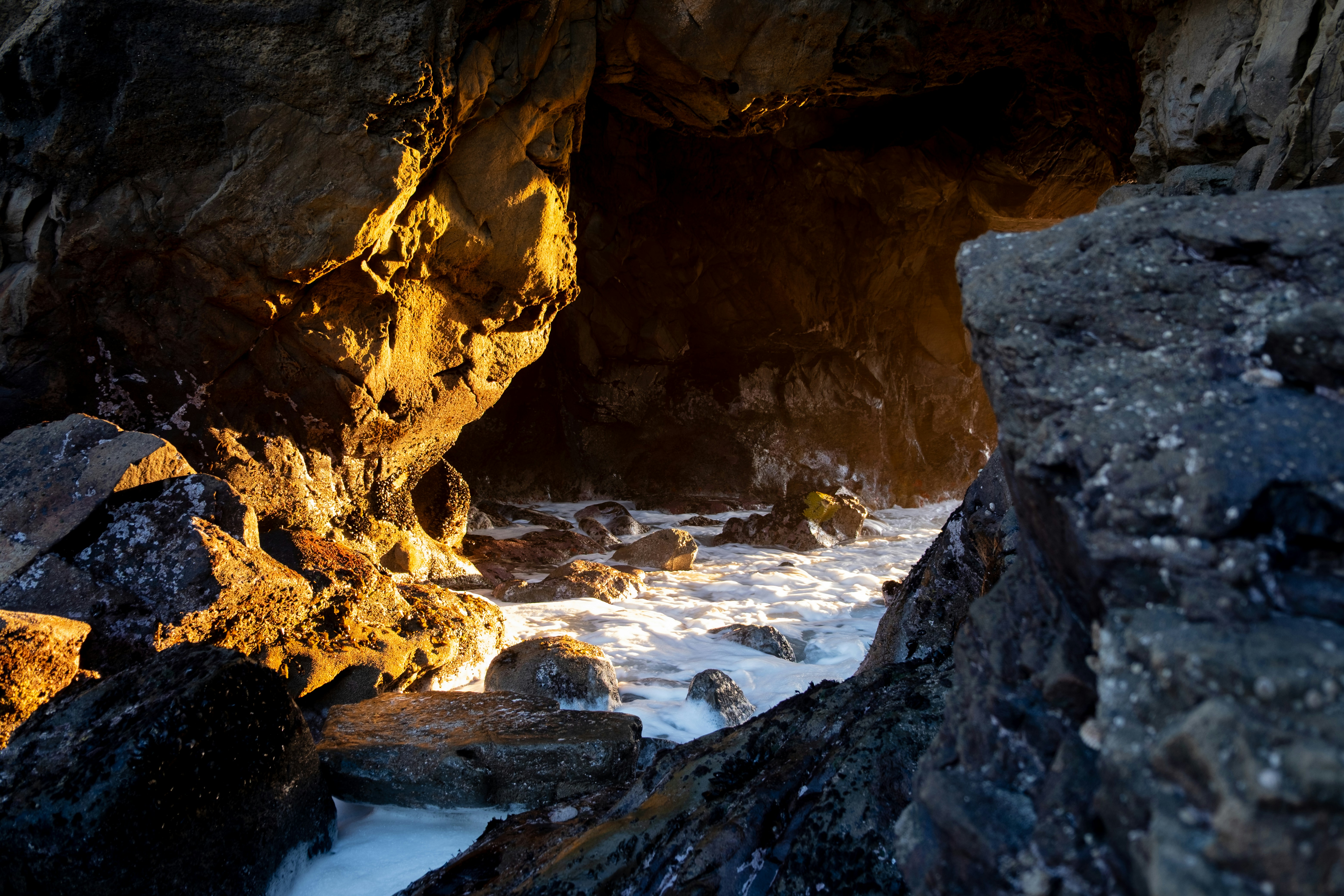 Cove of Stone: Golden Light on Quiet Tide