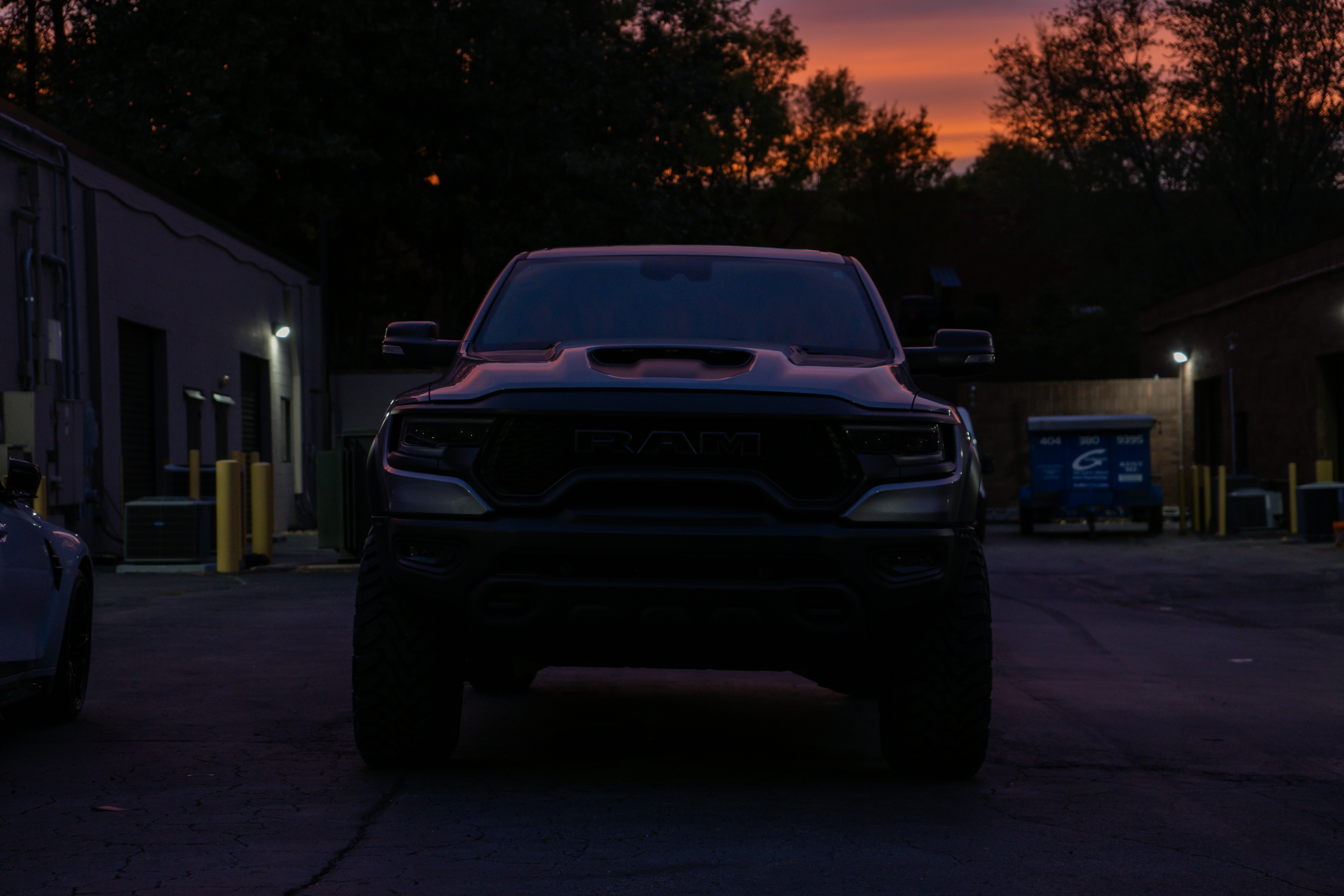 Underexposed Front View: Dark Pickup Waiting for the Dawn