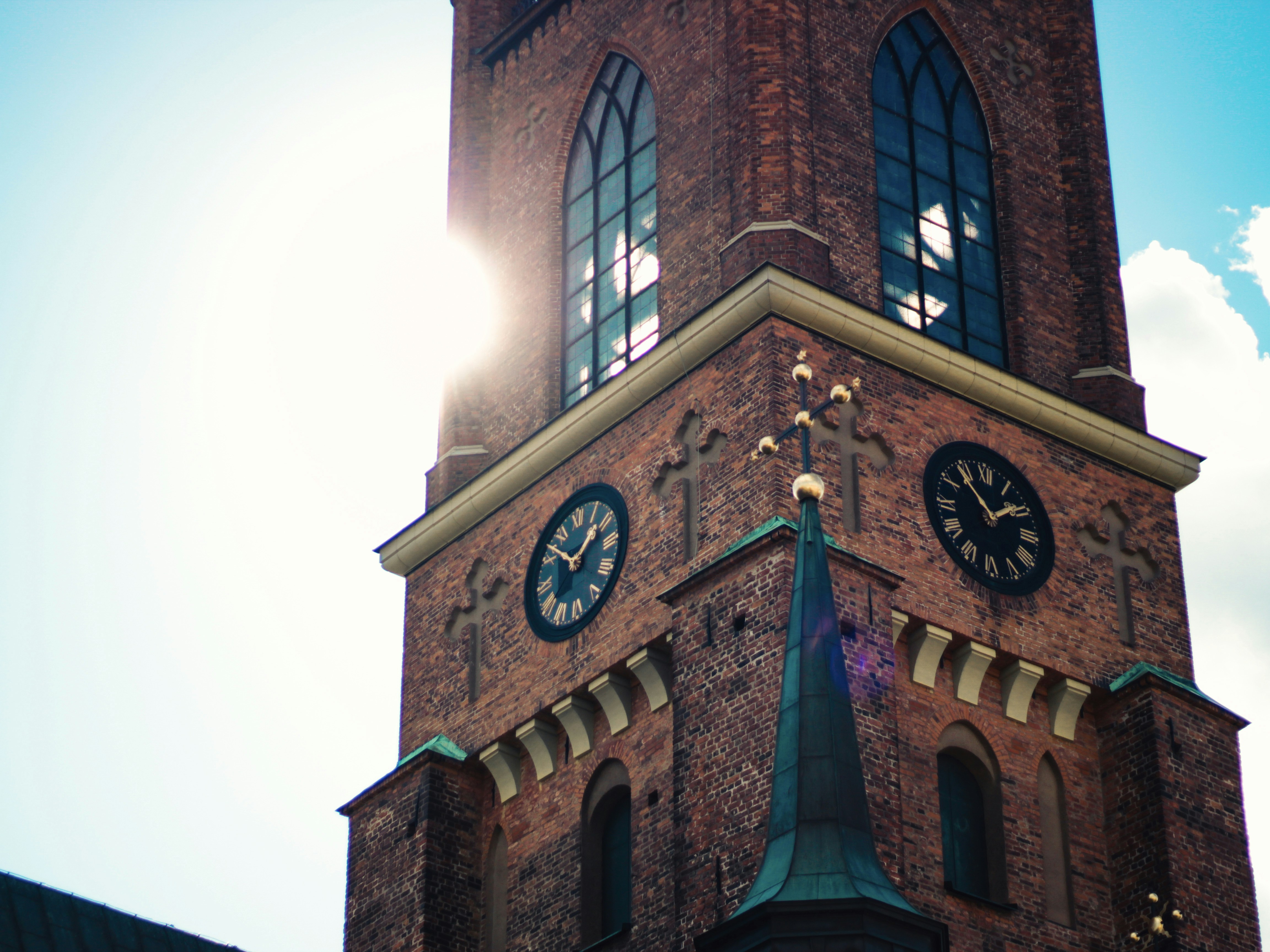 Sunburst Over Brick Clocktower